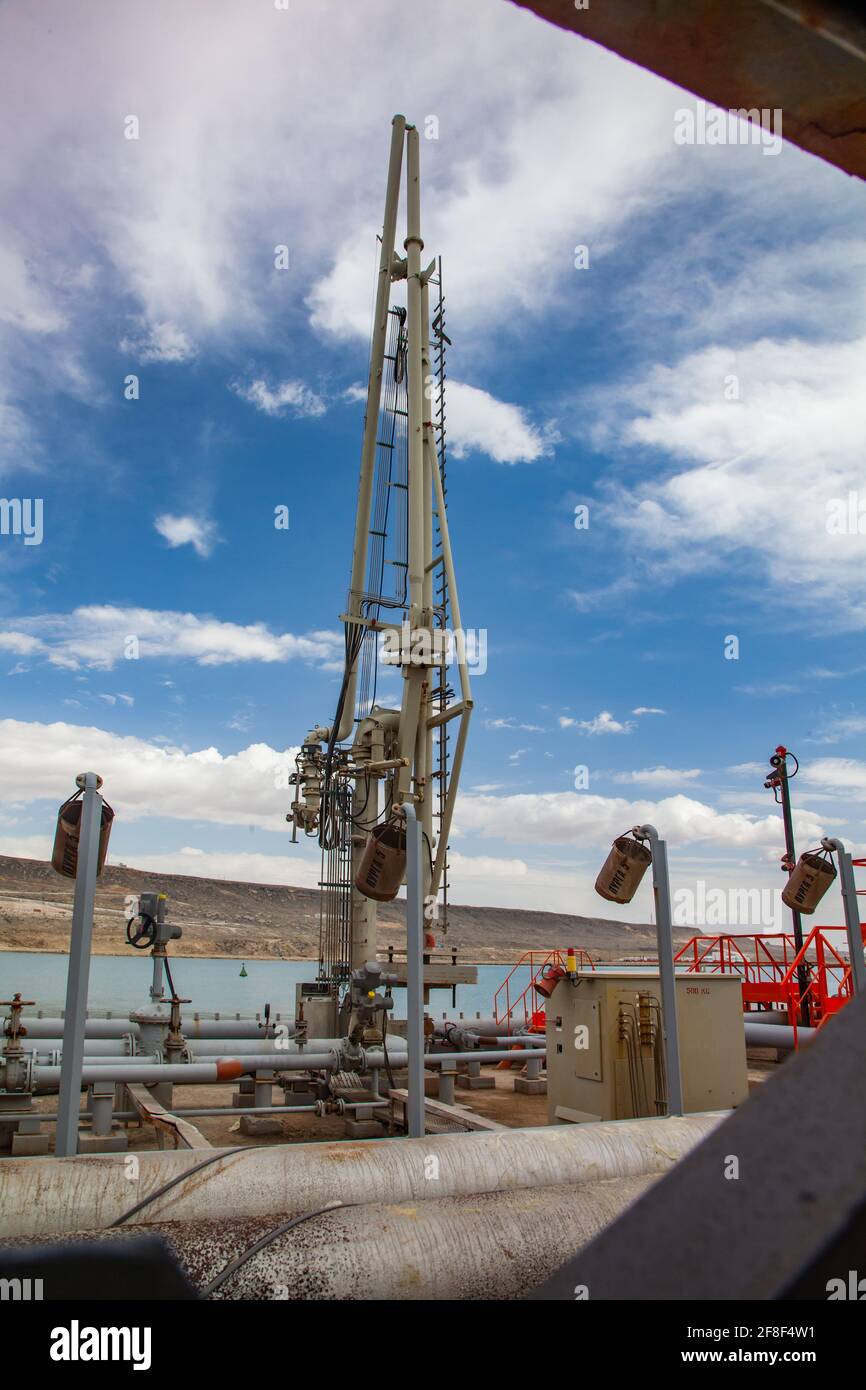 Mangystau, Kazakhstan: Oil loading terminal on Caspian sea. Bautino bay ...