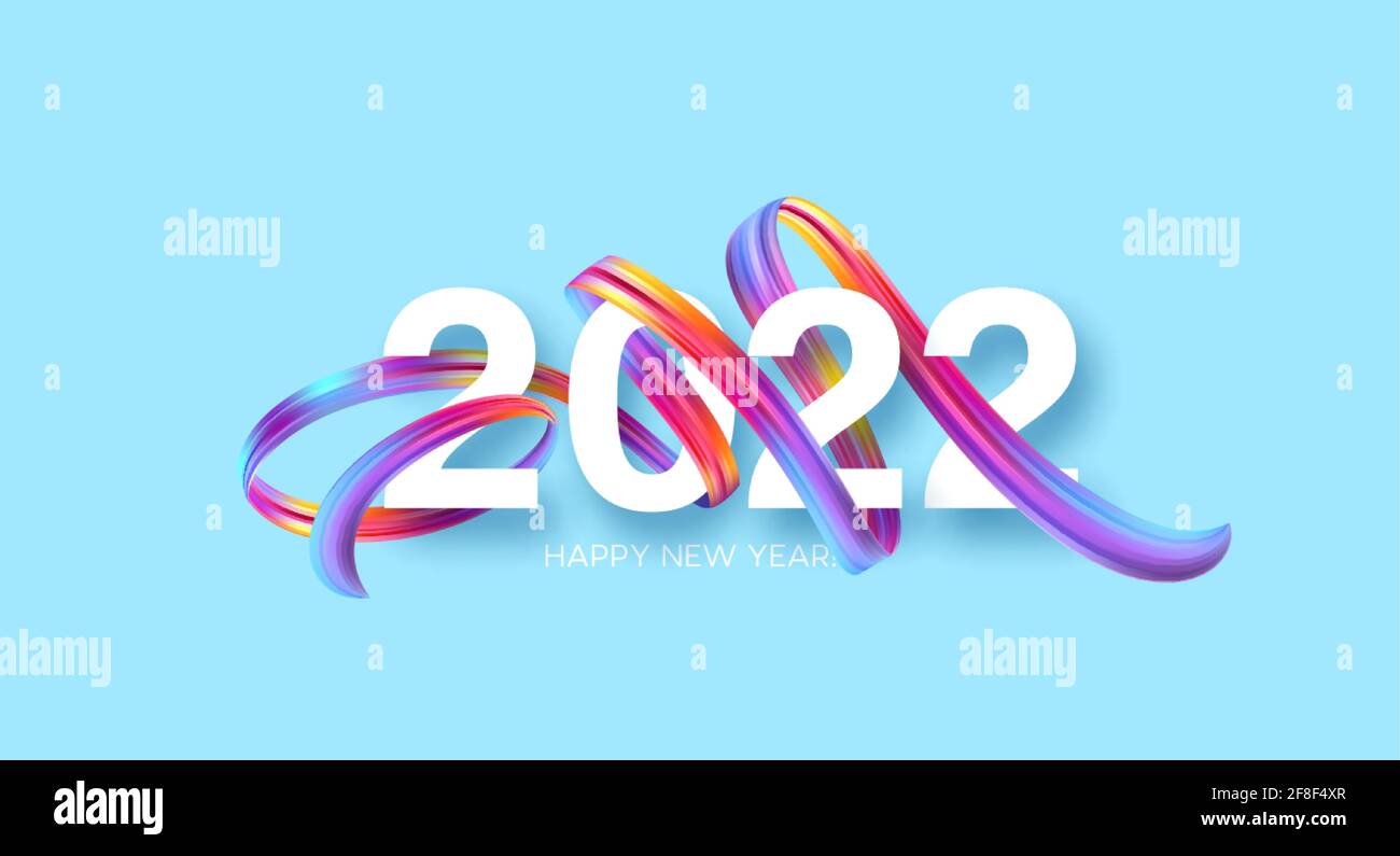 Calendar header 2022 number on colorful abstract color paint brush ...