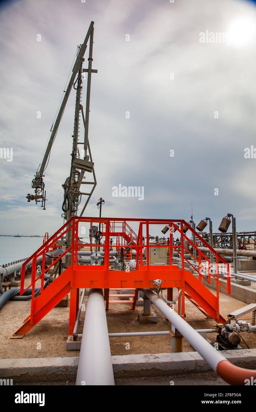 Mangystau, Kazakhstan: Bautino bay. Oil loading terminal on Caspian sea ...