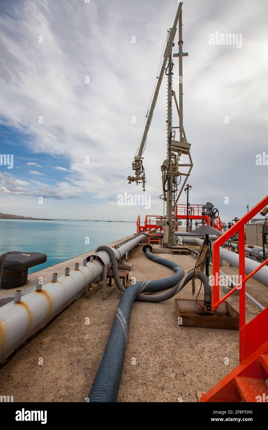 Mangystau region, Kazakhstan: Bautino bay. Oil loading terminal on ...