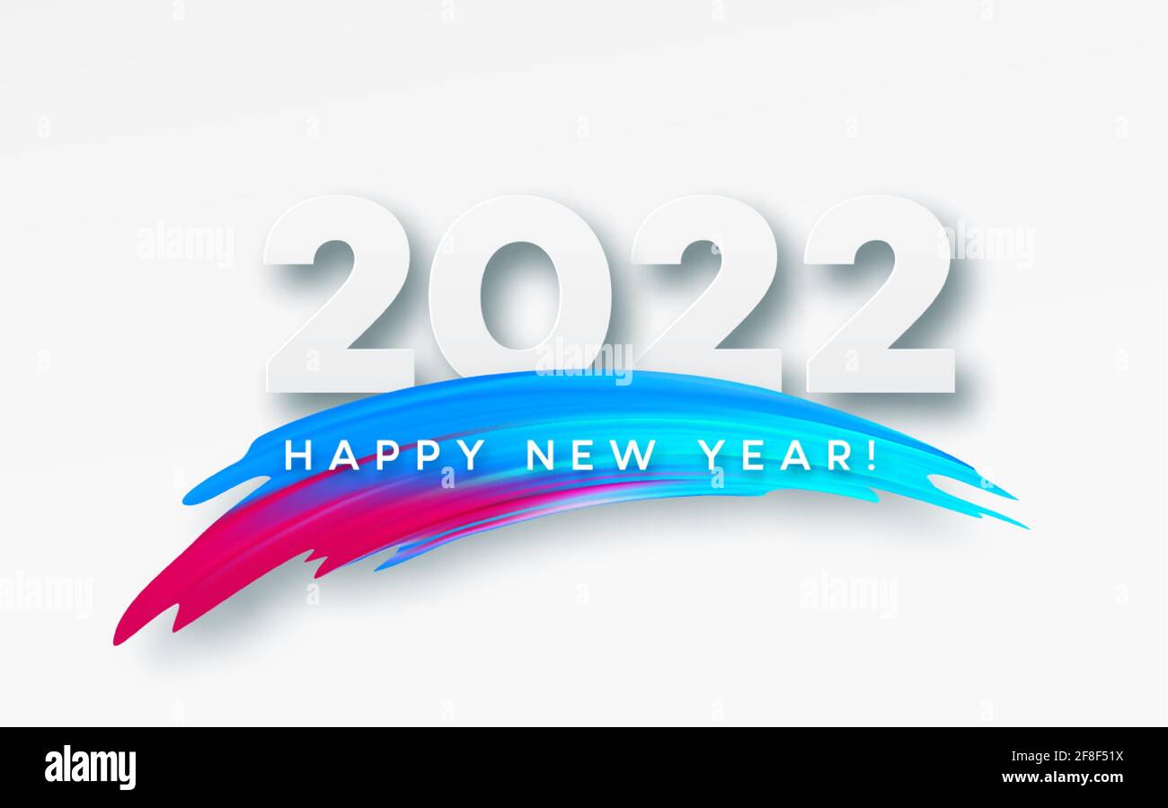 Calendar header 2022 number on colorful abstract color paint brush ...