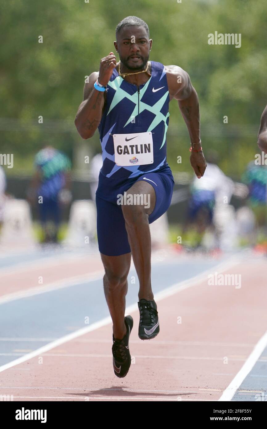 Justin Gatlin (USA) places second in the 100m i during the Miramar ...
