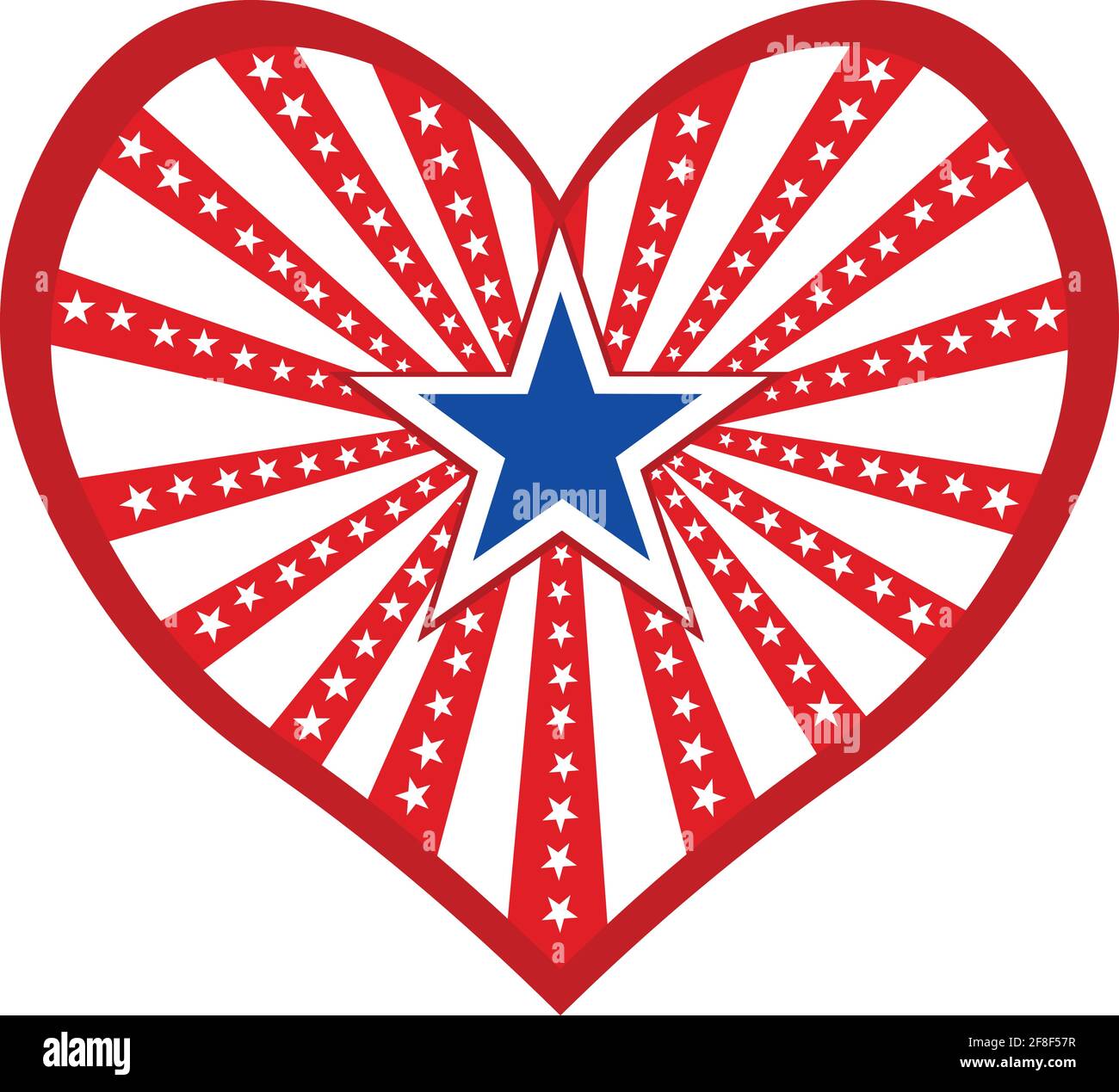 July 4 th American flag heart vector isolated on white background Stock ...