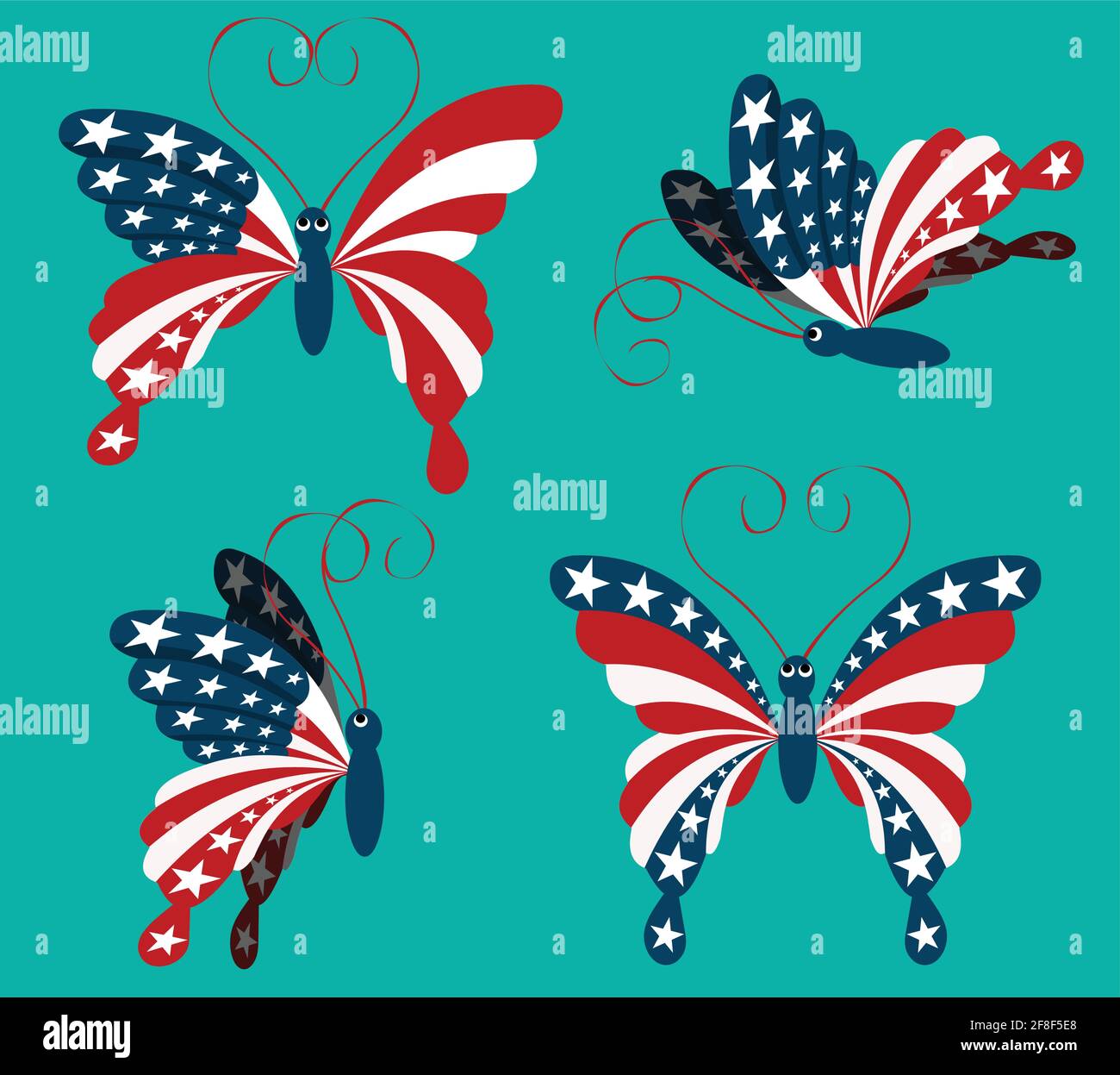 Set of patriotic butterflies American flag vector illustration Stock ...