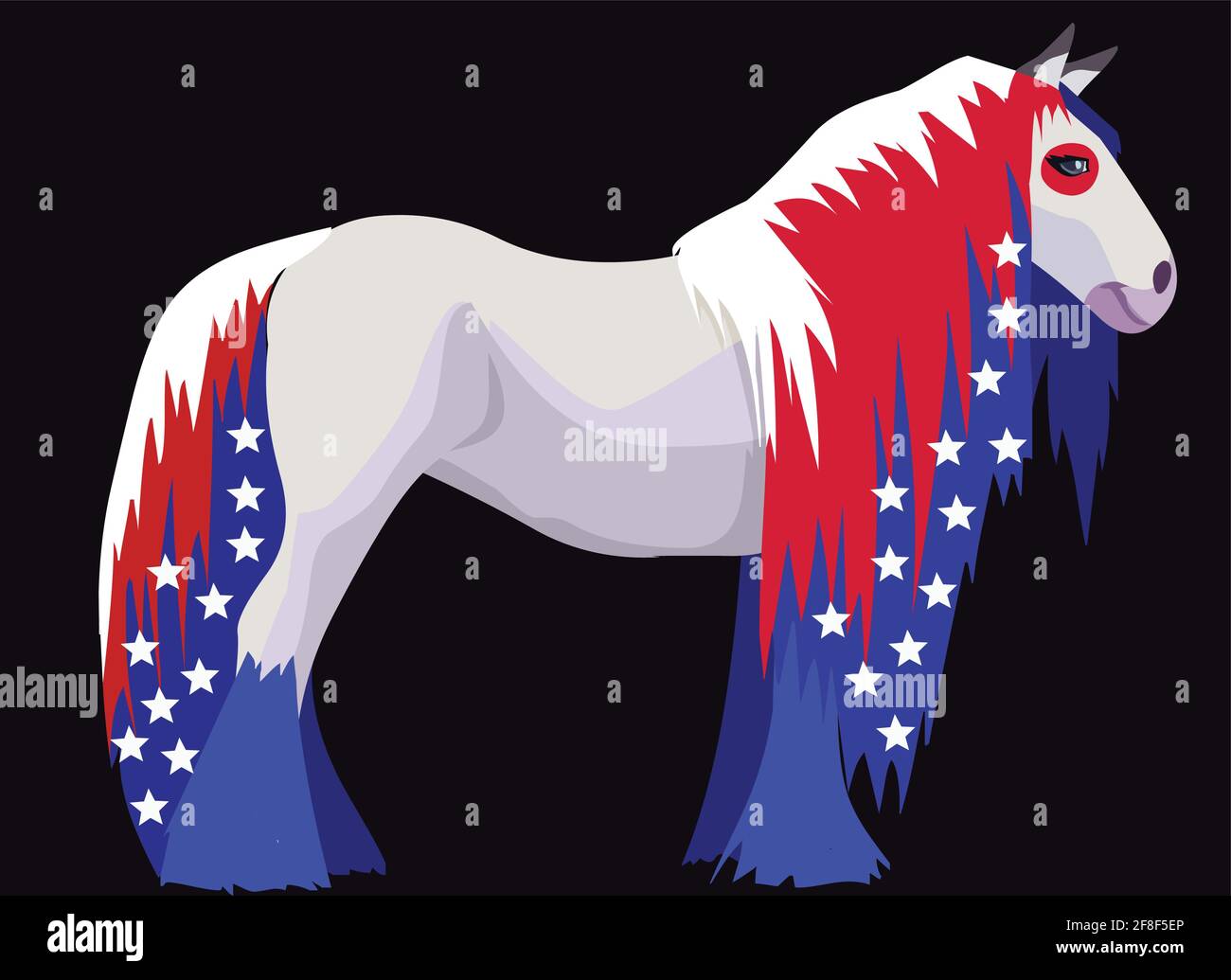 Patriotic horse with American flag colors vector illustration Stock ...