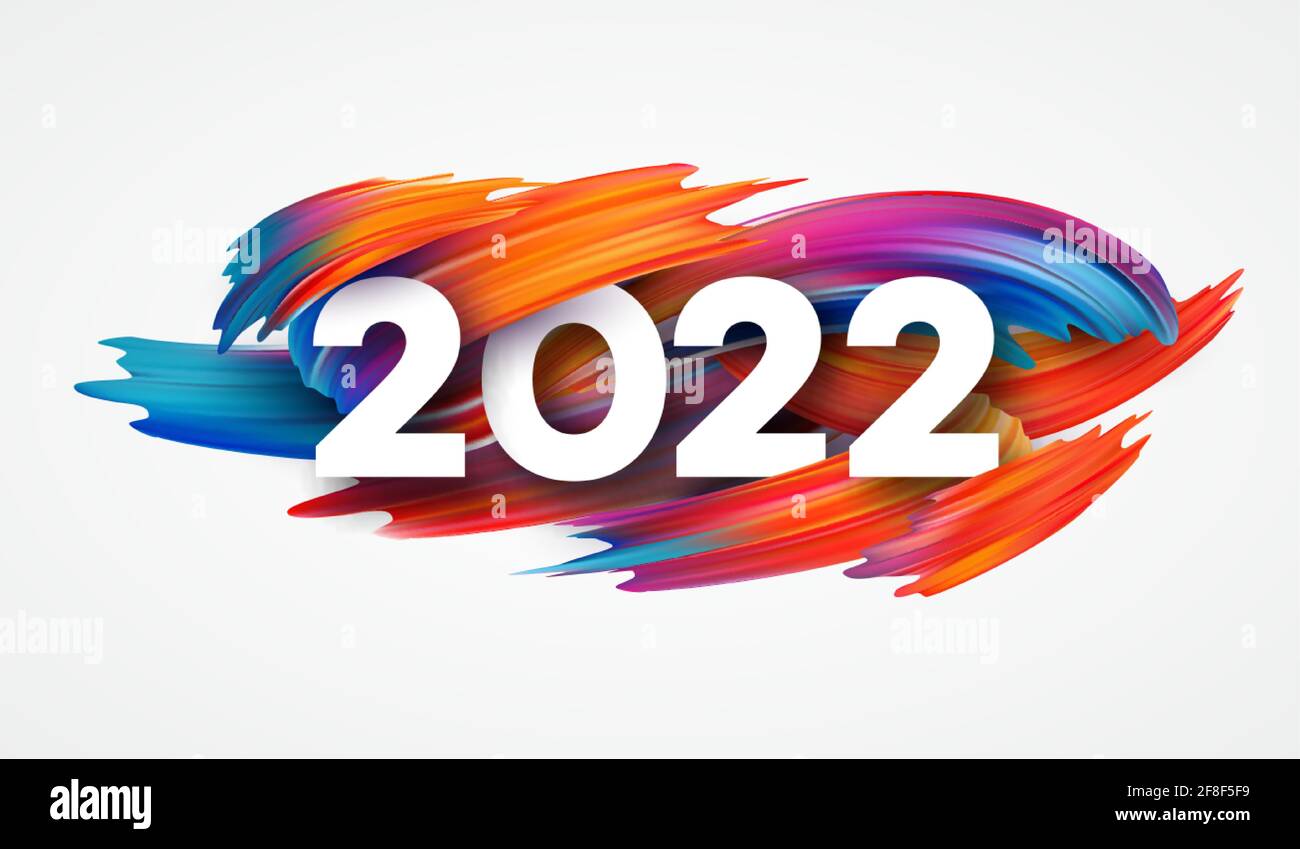 Calendar header 2022 number on colorful abstract color paint brush ...
