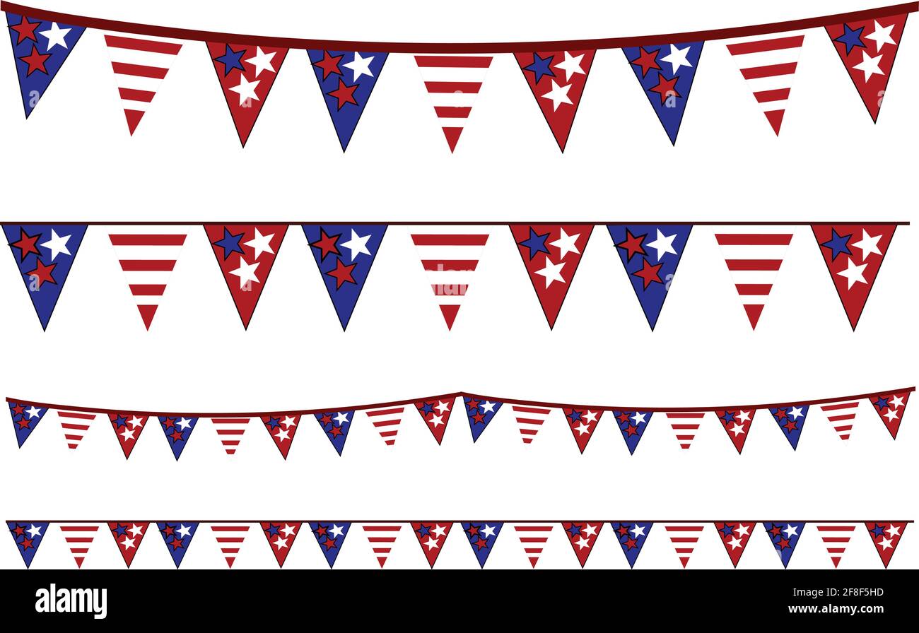 Set of American flag pennants patriotic banner vector isolated Stock ...