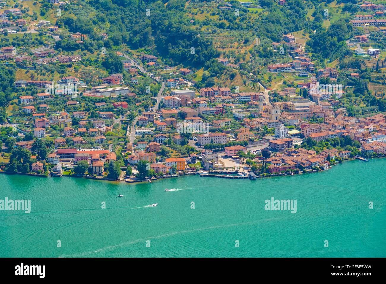 Aerial view of Sulzano from Monte Isola in Italy Stock Photo - Alamy