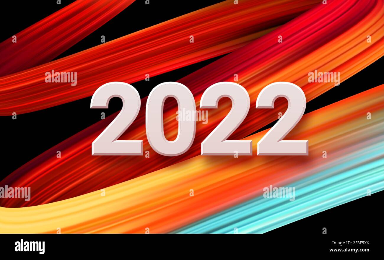 Calendar header 2022 number on colorful abstract color paint brush ...