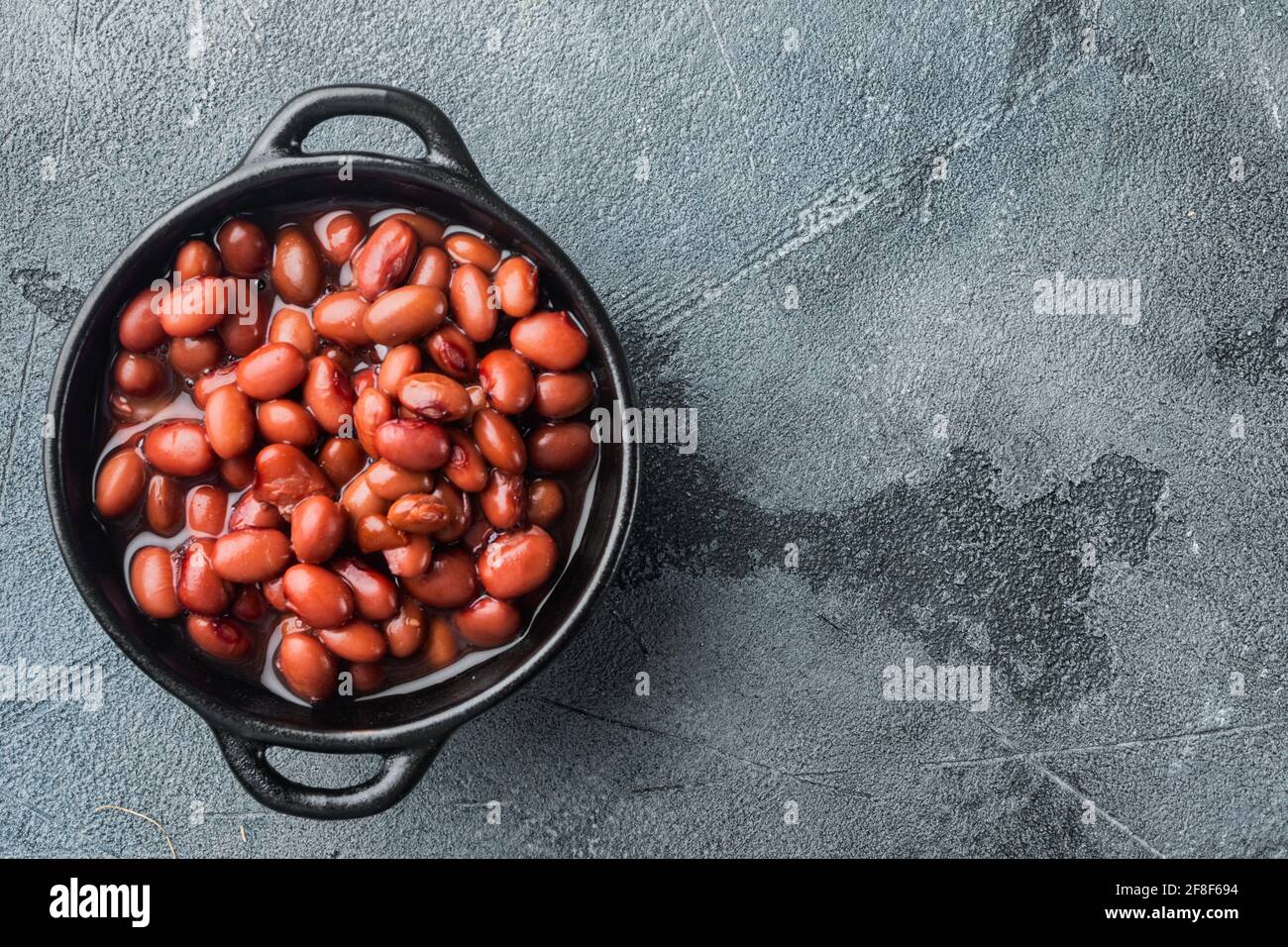 Japanese canned food ingredient, sweet red beans, on gray background ...