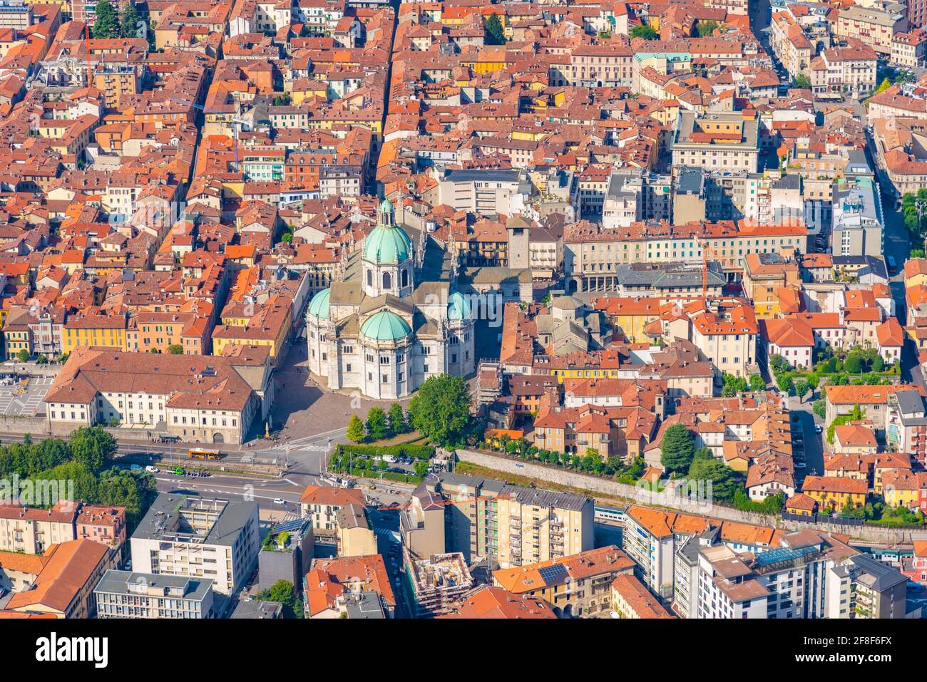 Aerial view of center of Italian town Como Stock Photo - Alamy