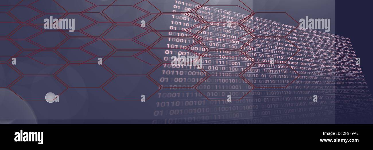 Computer Code And 2d Hexagon Shapes Against Gradient Background Program Coding Concept Stock 