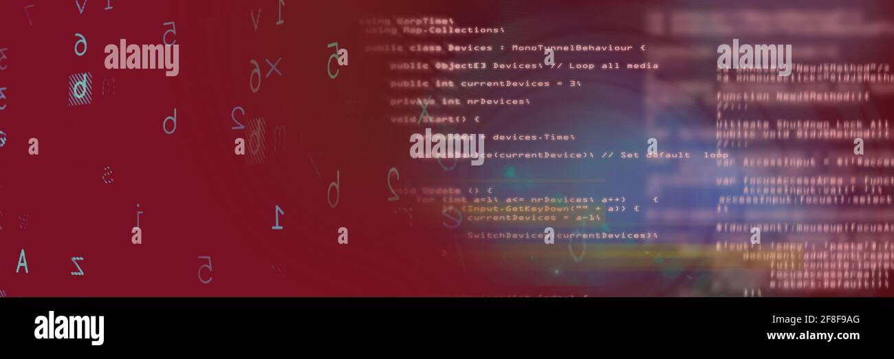 Two Computer Codes Processing Against Black And Gradient Background Program Coding Concept