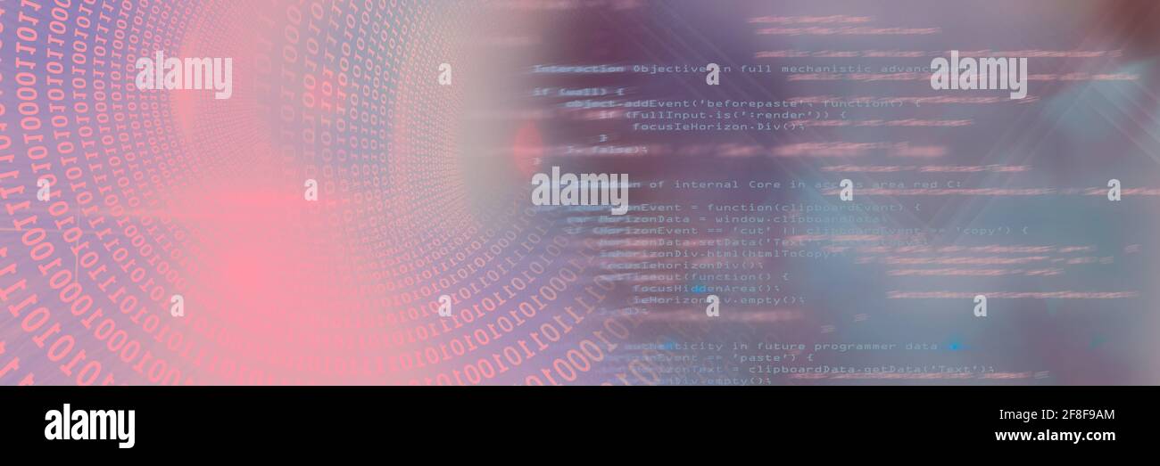 Computer code funnel and data processing against gradient background ...