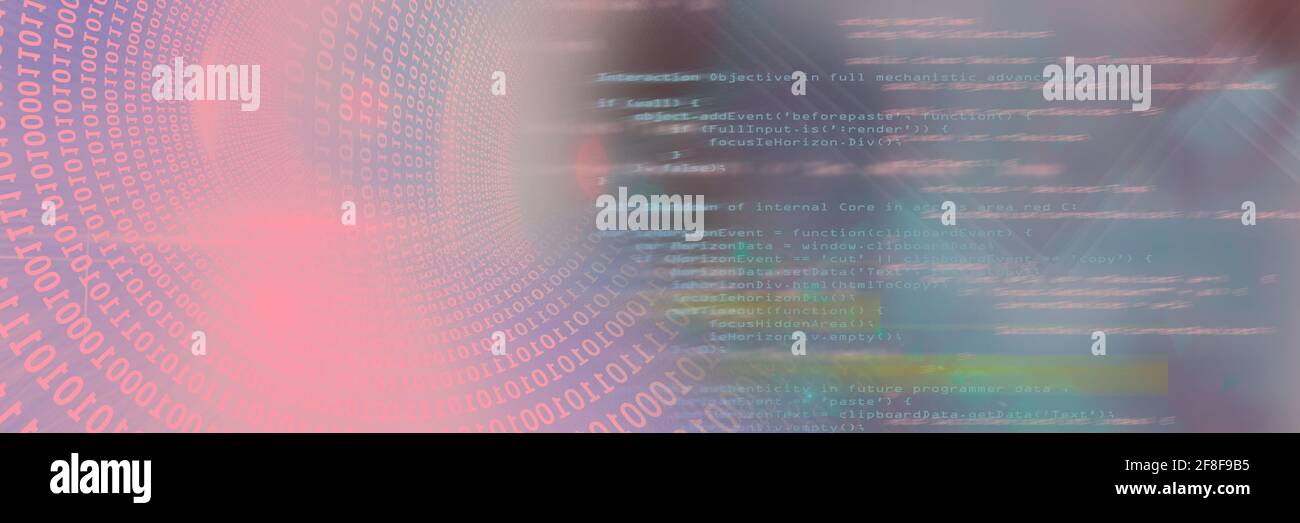 Computer code funnel and data processing against gradient background ...