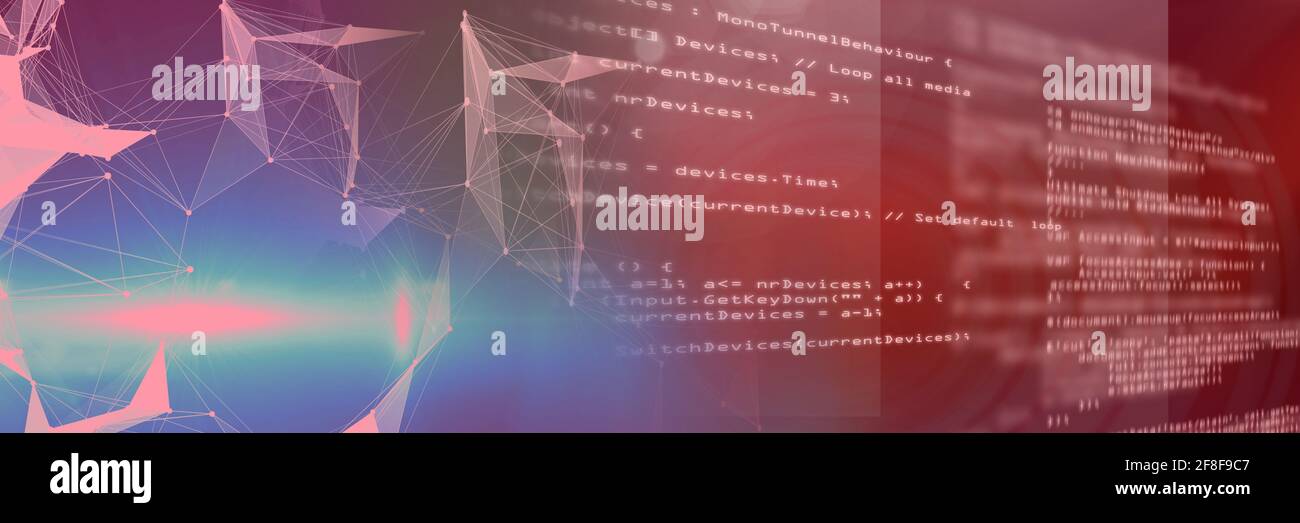 Computer code and network of connections over gradient background ...