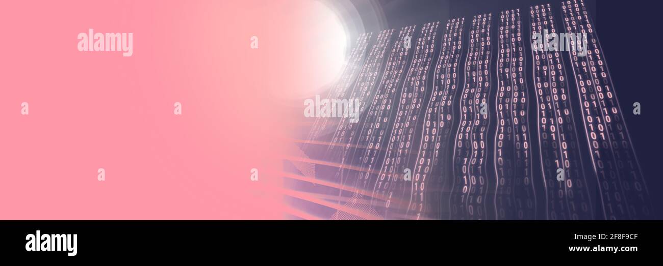 Computer Code Processing Against A Pink And Gradient Background Program Coding Concept Stock