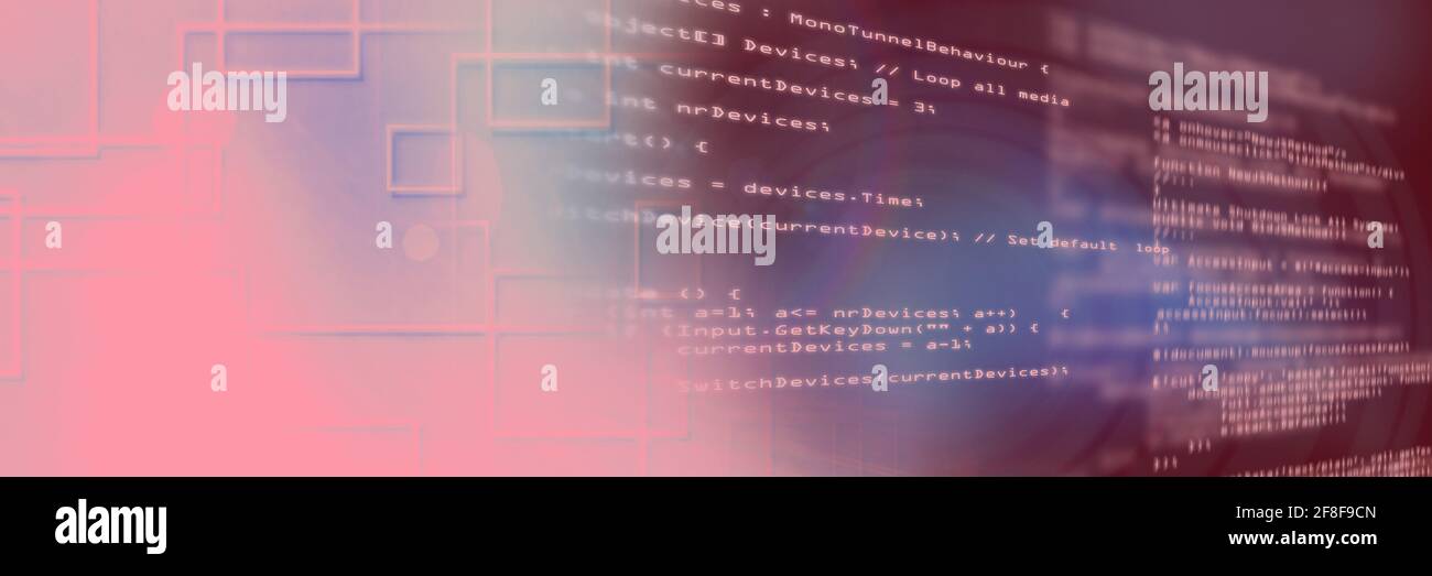 2d Geometric Shapes And Computer Code Against Gradient Background Program Coding Concept Stock