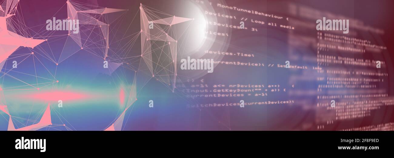 Computer code and network of connections over gradient background ...
