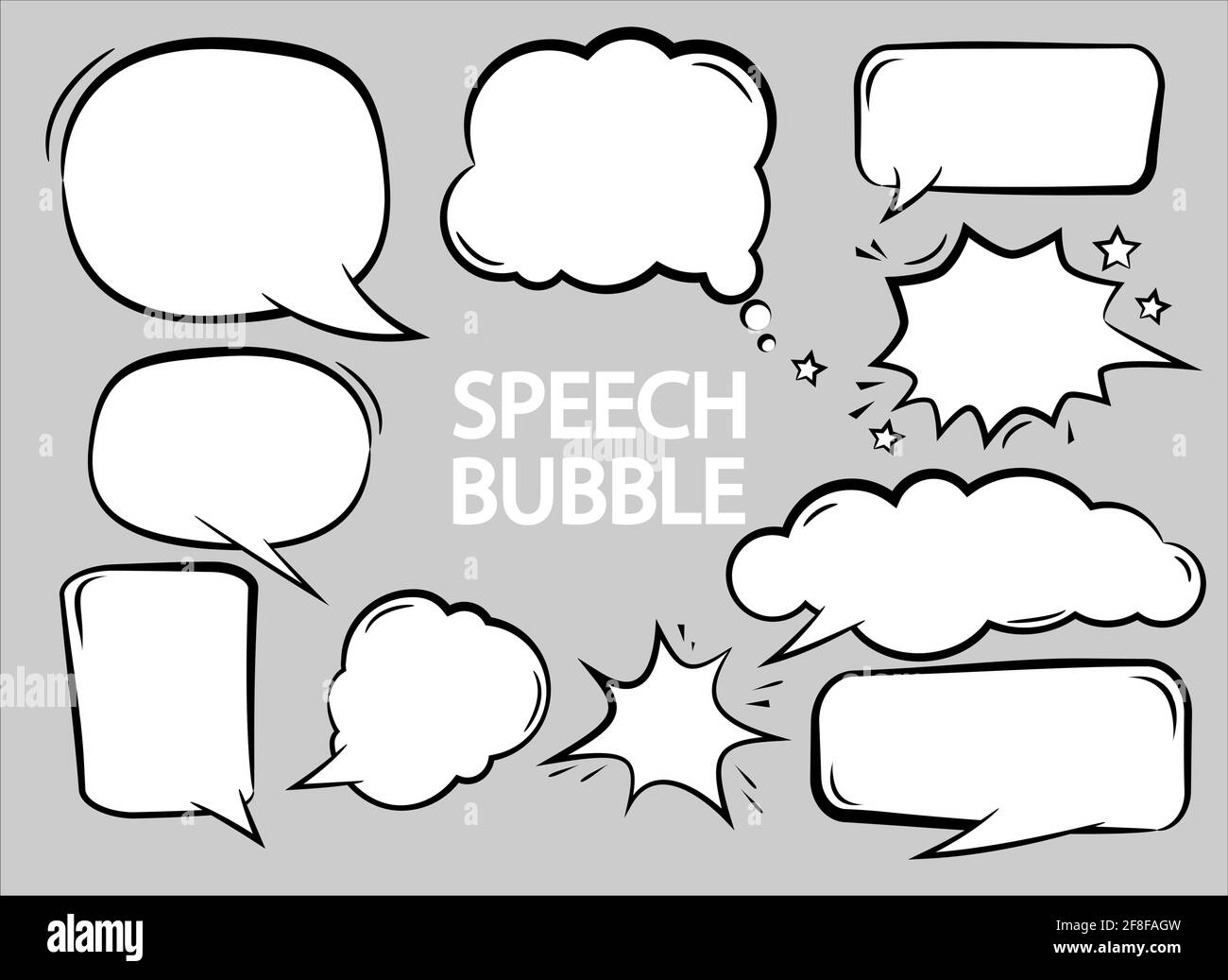 Empty different speech comic cartoon bubbles set in grey background ...