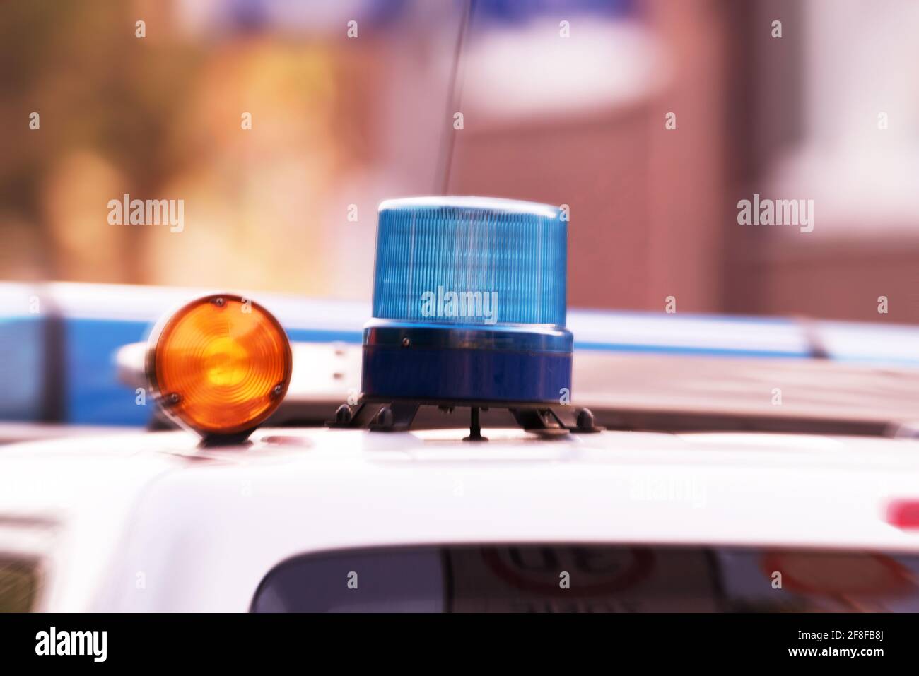 Flashing lights on a police car Stock Photo - Alamy