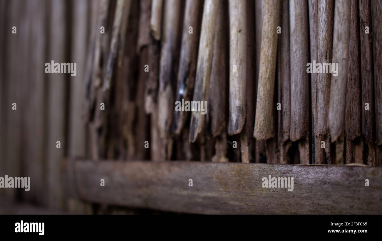 Old jute stick wall background with moss. Lovely old jute stick walls ...