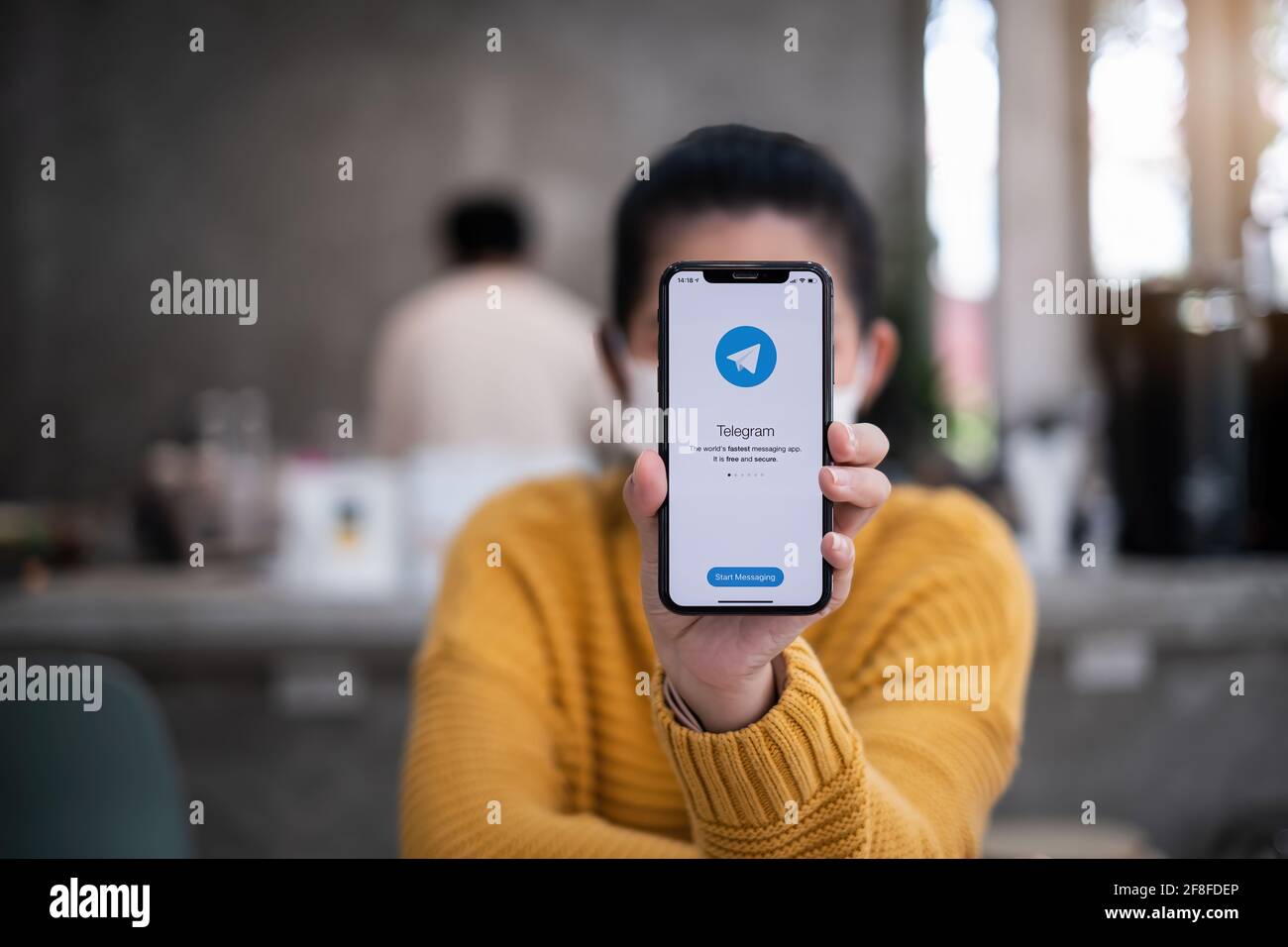 CHIANG MAI, THAILAND APR 14 2021 : Telegram application icon on Apple ...