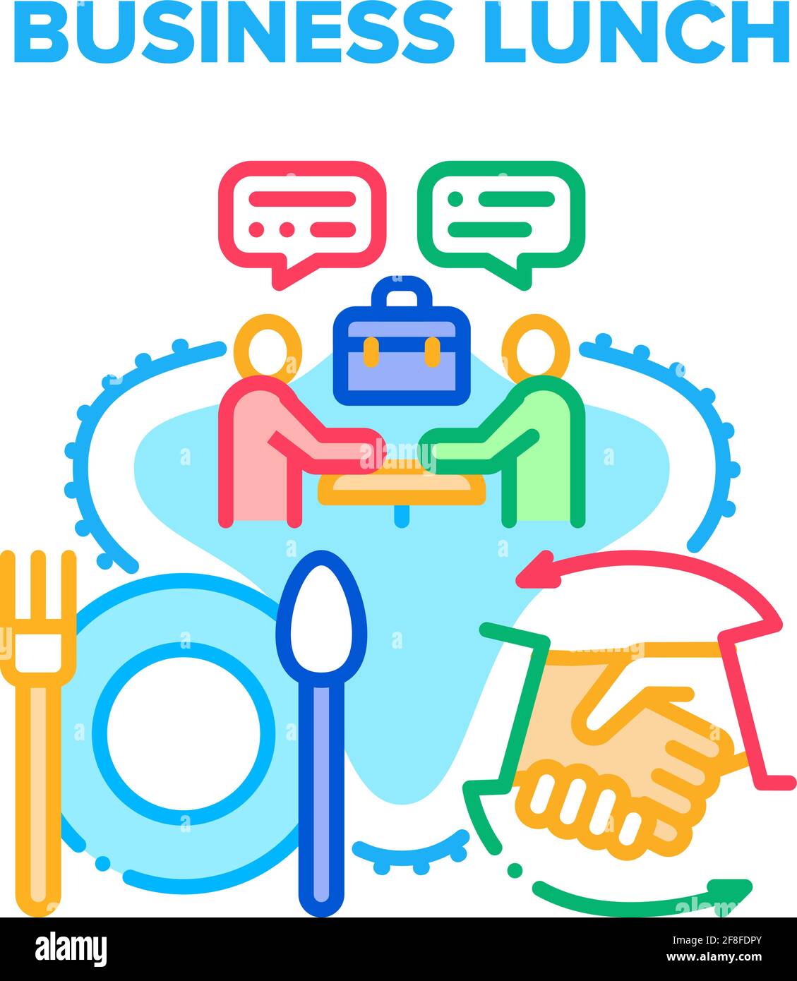 Business Lunch Vector Concept Color Illustration Stock Vector Image ...