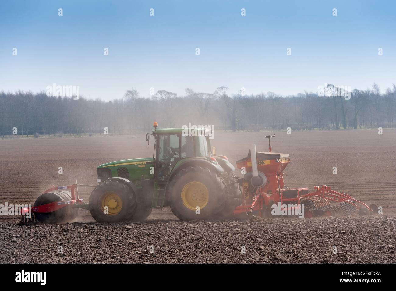 Planting Spring Barley with a John Deere 6820 and a KRM seed Drill ...