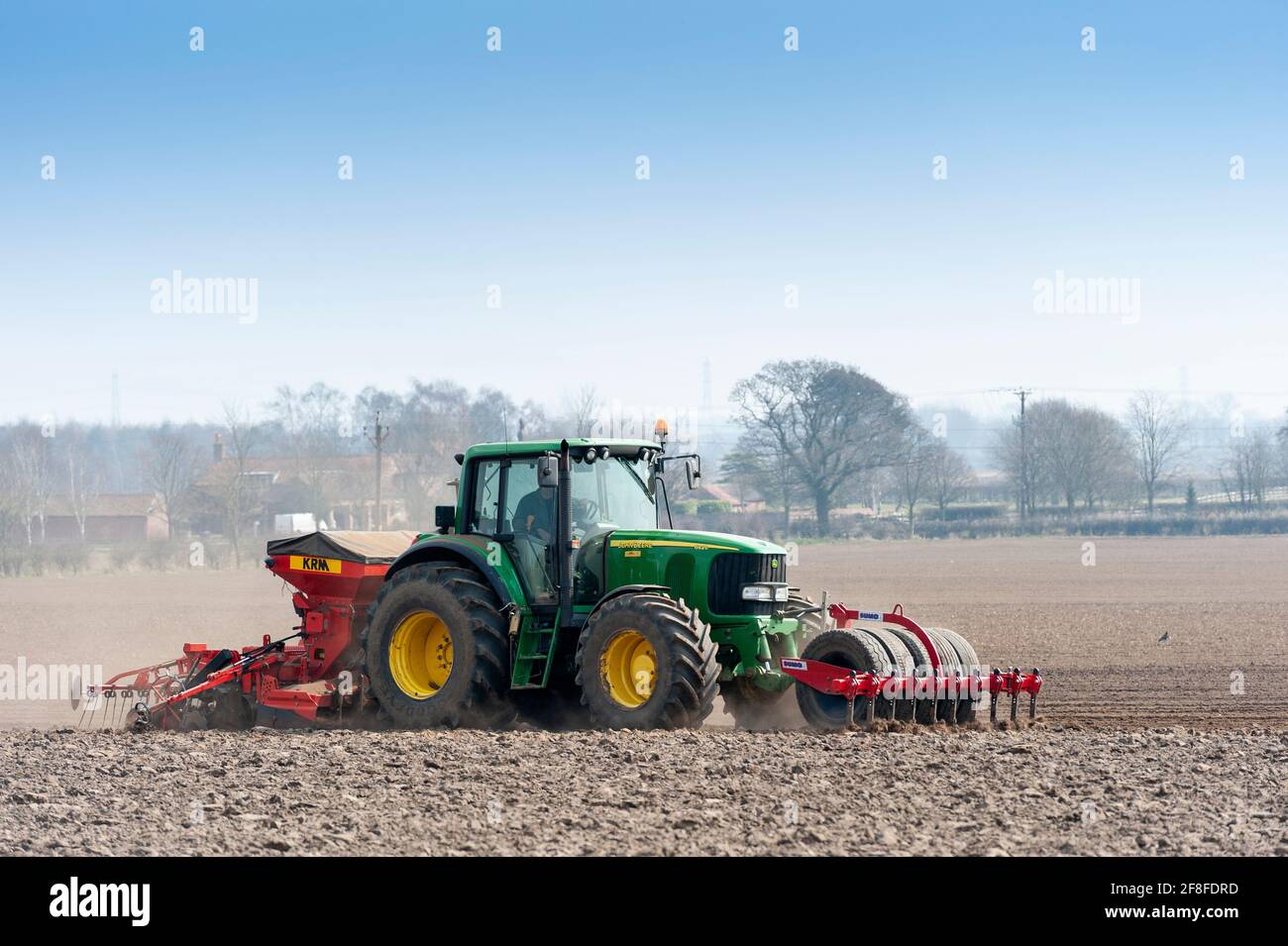 Planting Spring Barley with a John Deere 6820 and a KRM seed Drill ...