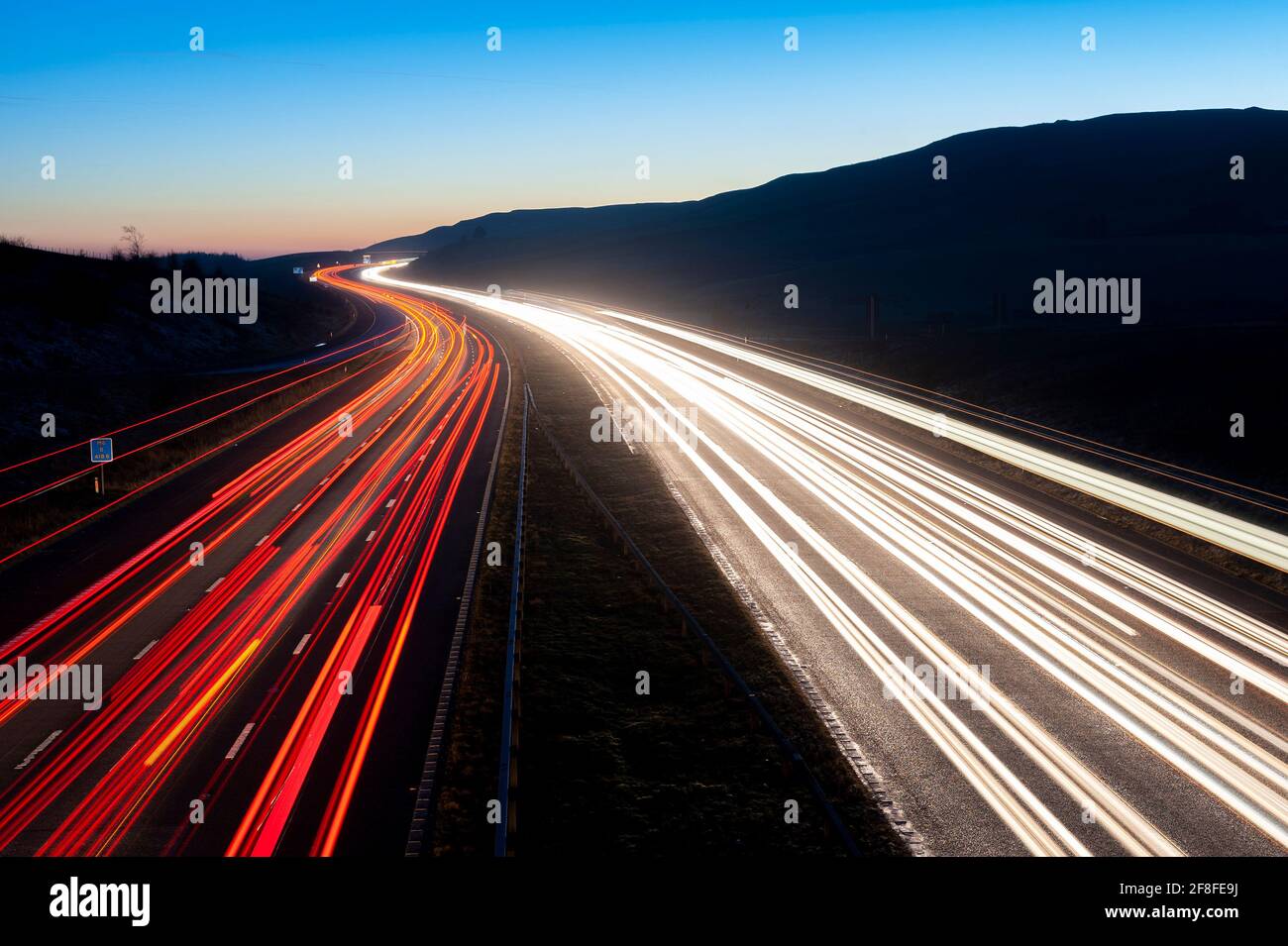 Light trails on a winters evening at J37, the Sedbergh and Kendal ...