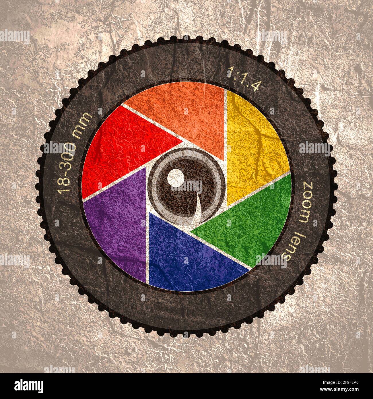 Camera photo lens with shutter. Photography concept illustration Stock ...