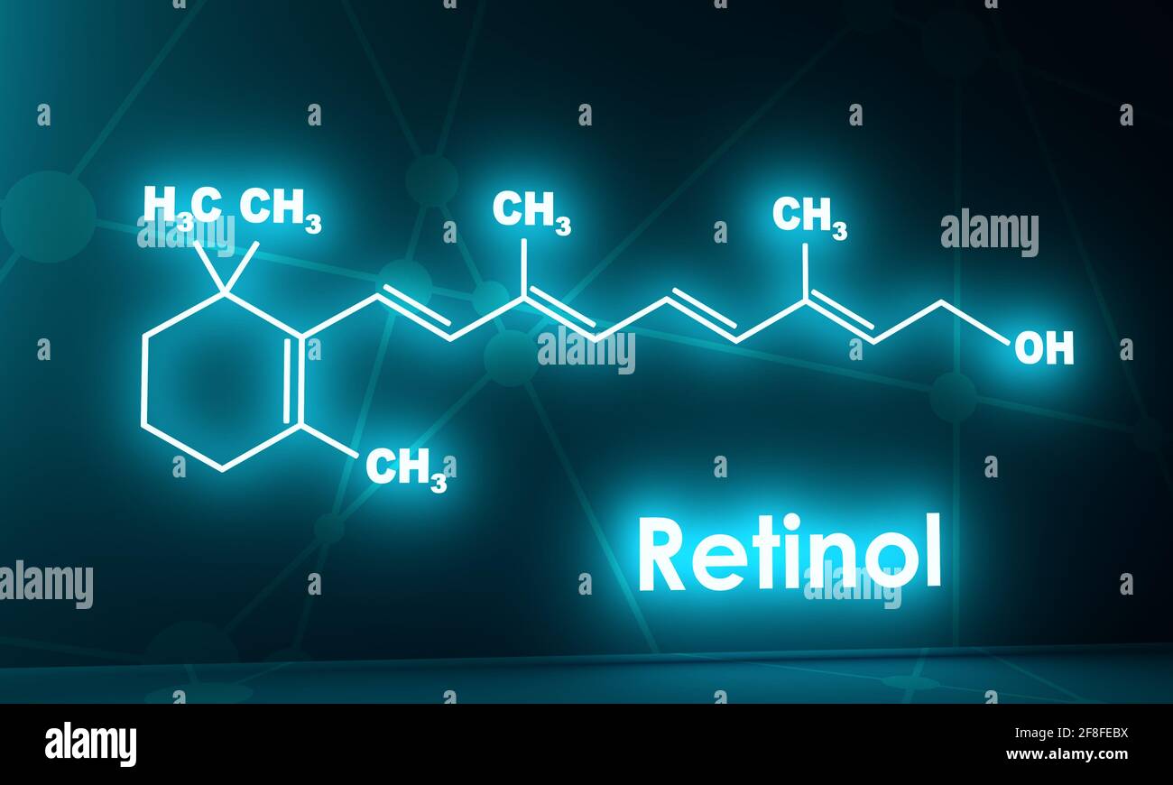 Vitamin A retinol molecule. Skeletal formula. 3D rendering Stock Photo ...