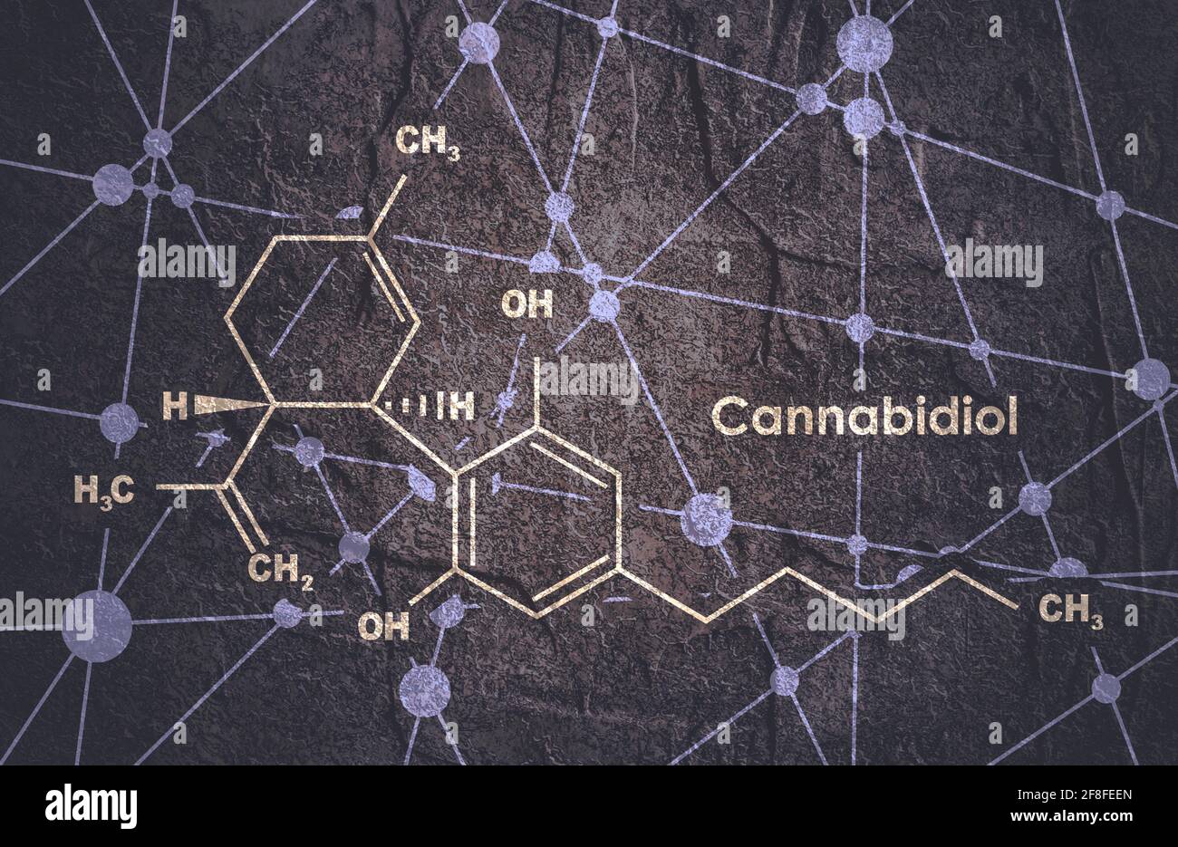 Cannabidiol or CBD molecular structural chemical formula. Connected ...