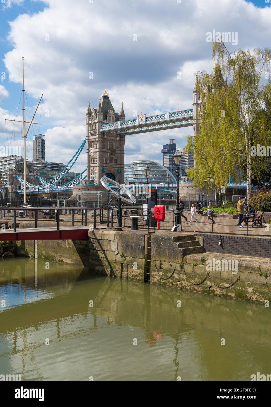 View of Tower Bridge as seen from the entrance lock to St. Katherine's ...