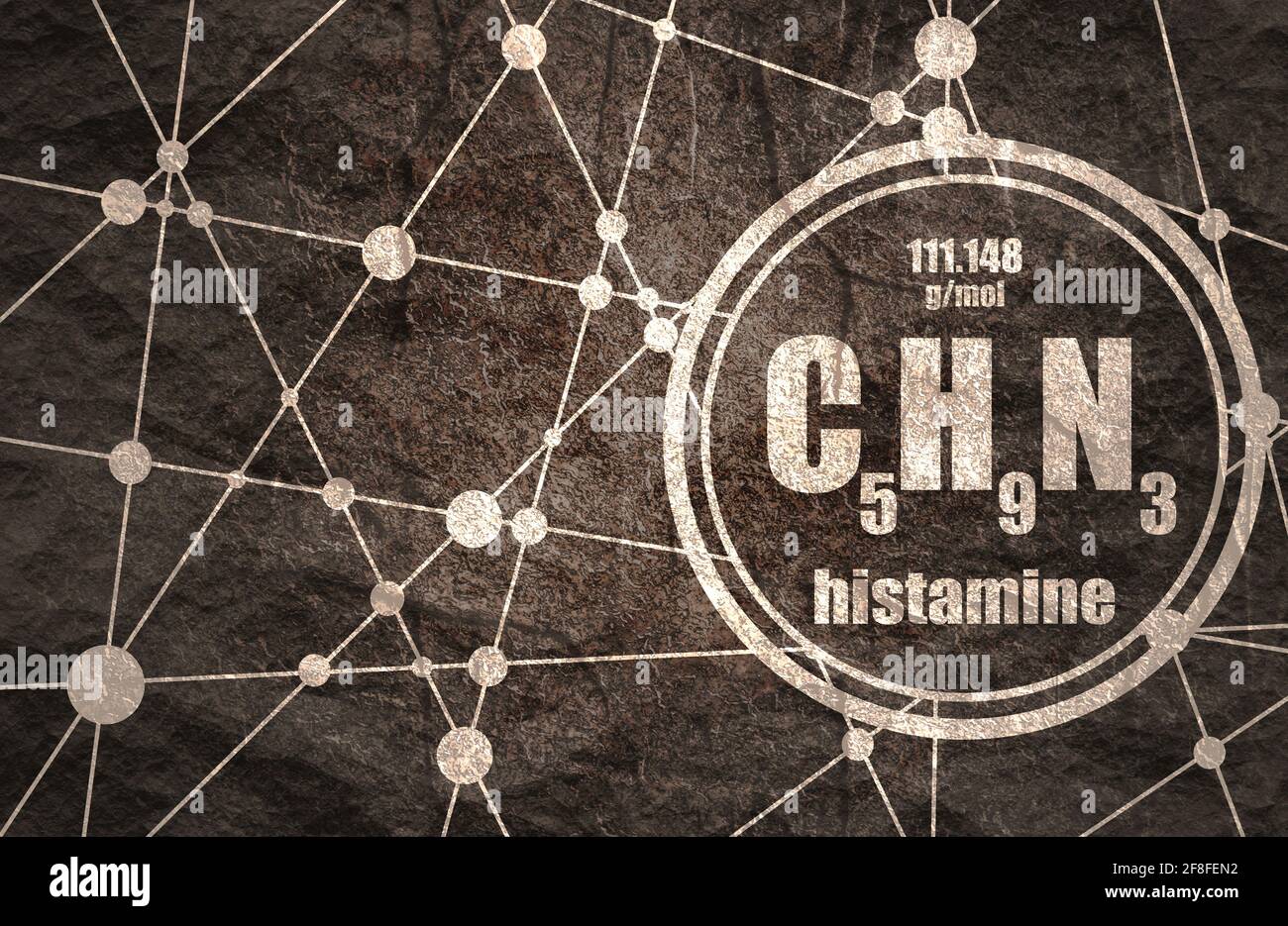 Chemical formula of histamine. Connected lines with dots background ...