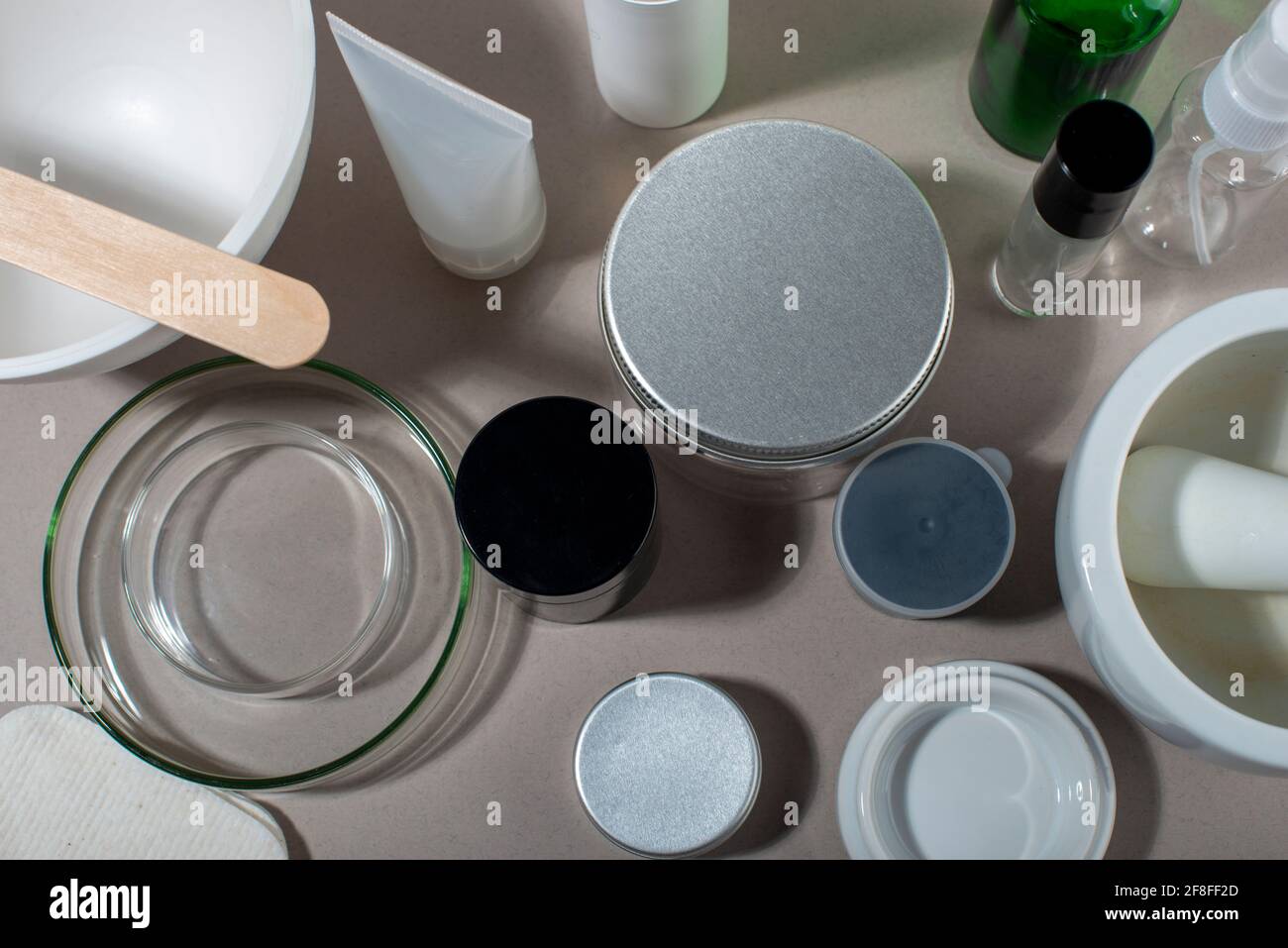 Various containers for natural homemade cosmetic. DIY skin care tools ...