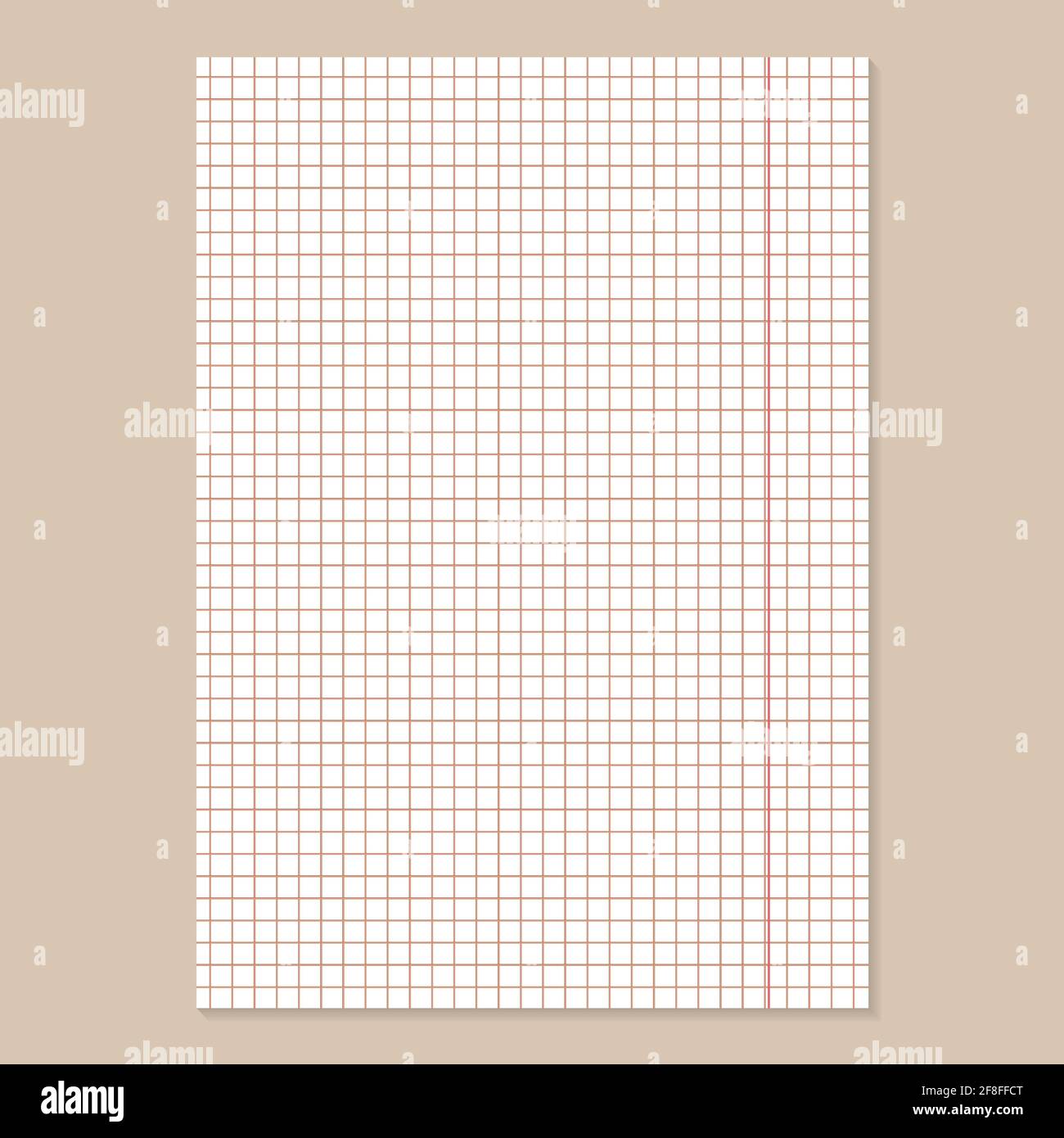 Grid paper. Realistic blank lined paper sheet in A4 format. Squared ...