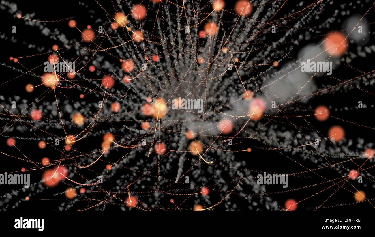 illustration of Gray particles fly after being exploded and orange ...