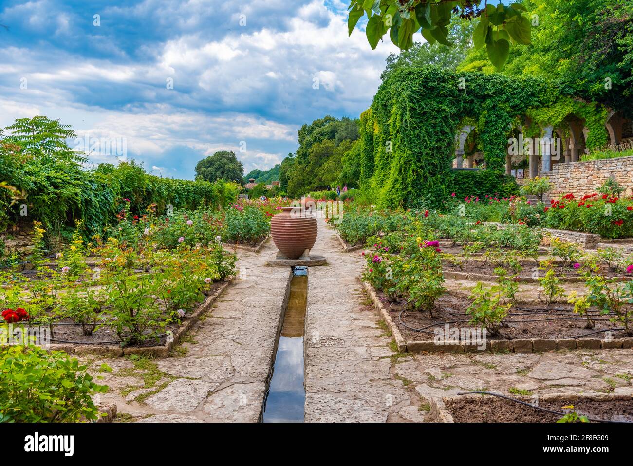 Rose garden at botanical garden of Balchik palace in Bulgaria Stock ...