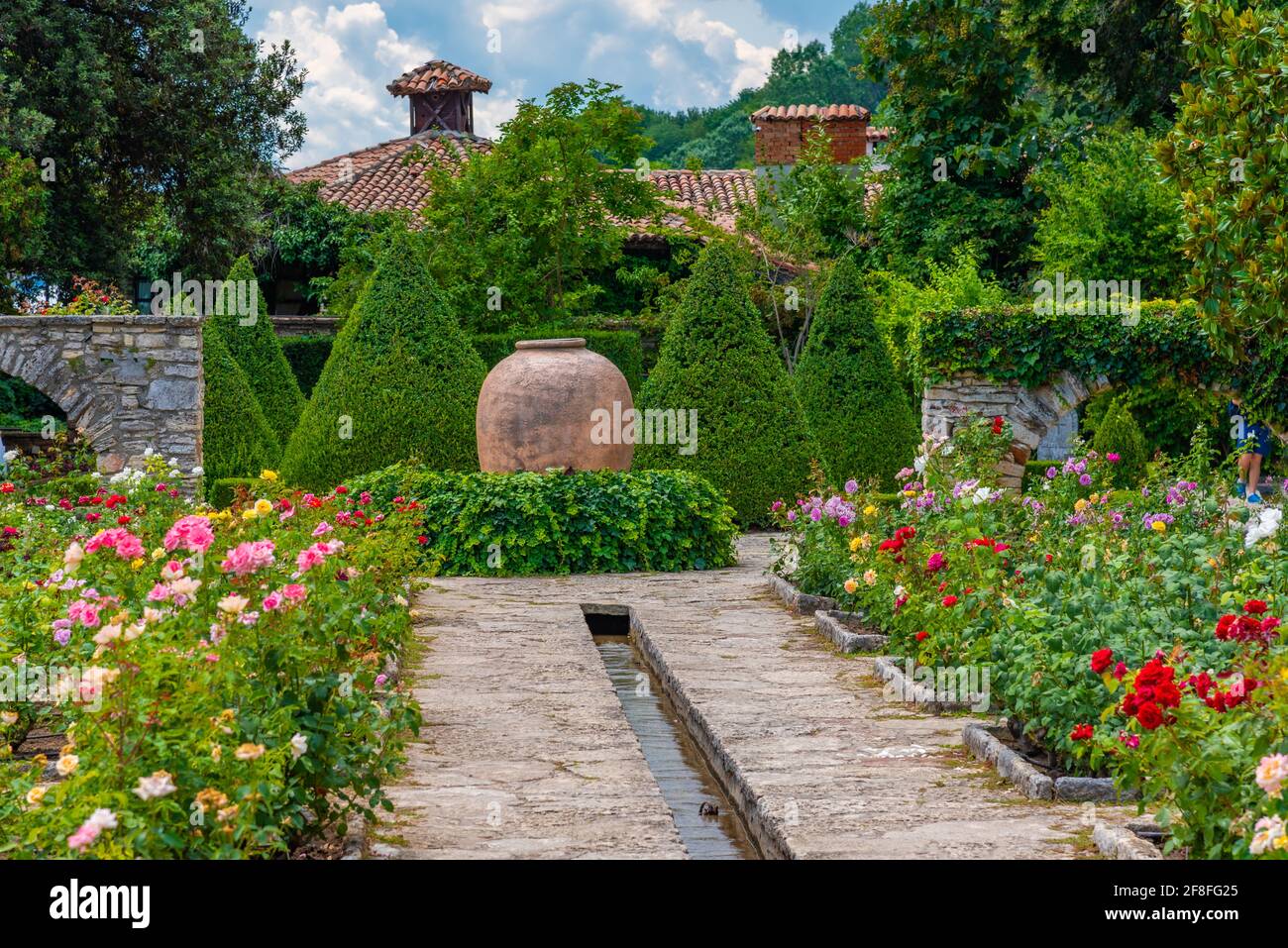 Rose garden at botanical garden of Balchik palace in Bulgaria Stock ...