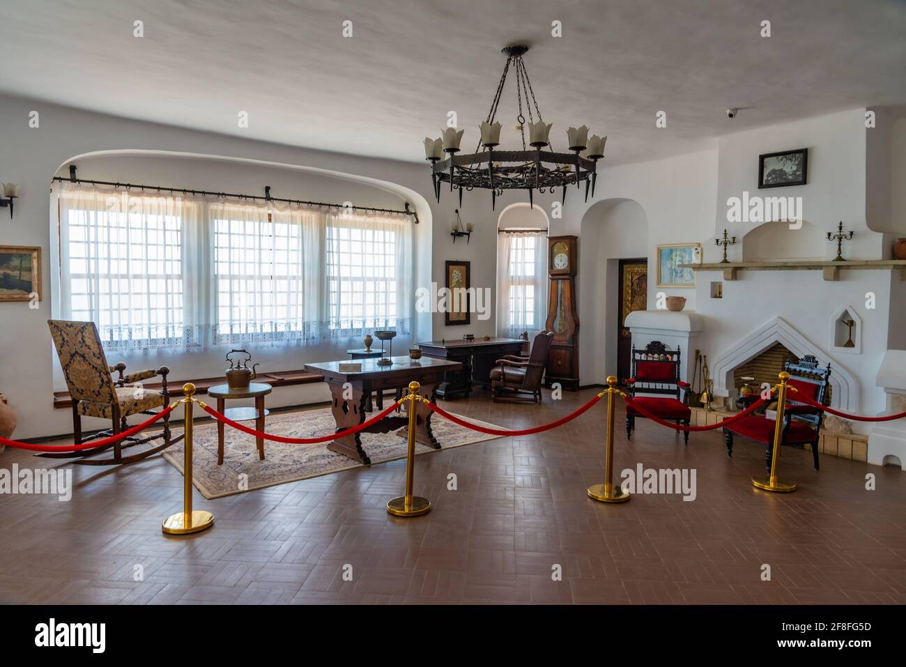 BALCHIK, BULGARIA, JULY 13, 2019: Interior of palace of Queen Maria in ...