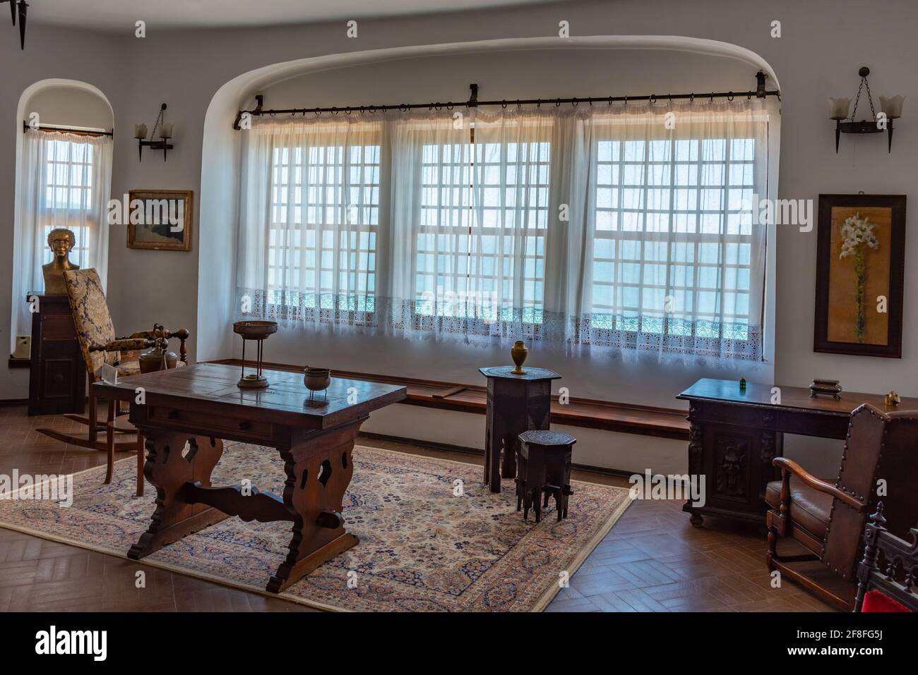 BALCHIK, BULGARIA, JULY 13, 2019: Interior of palace of Queen Maria in ...