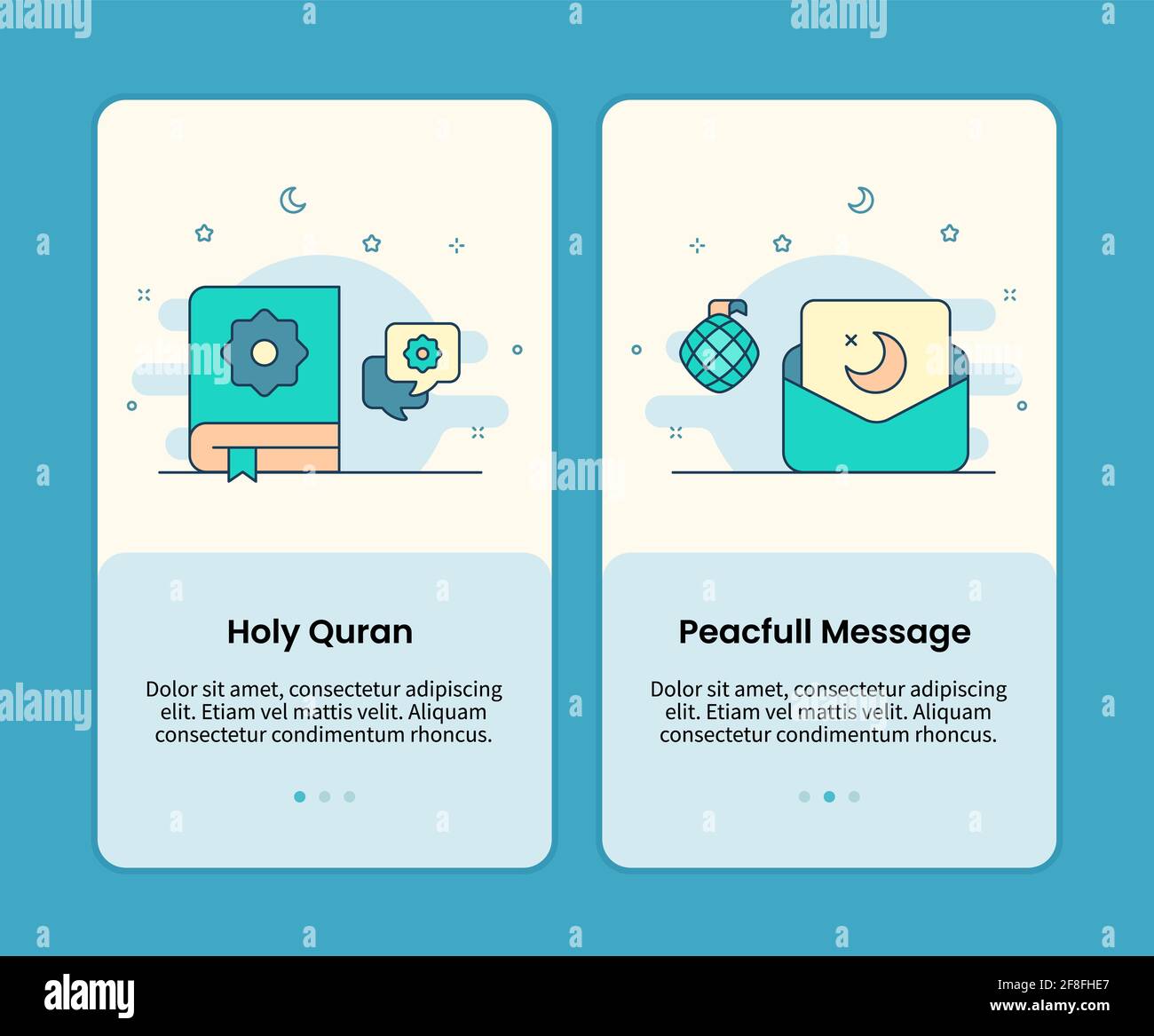 holy quran and peacefull message design onboarding design mobile page ...