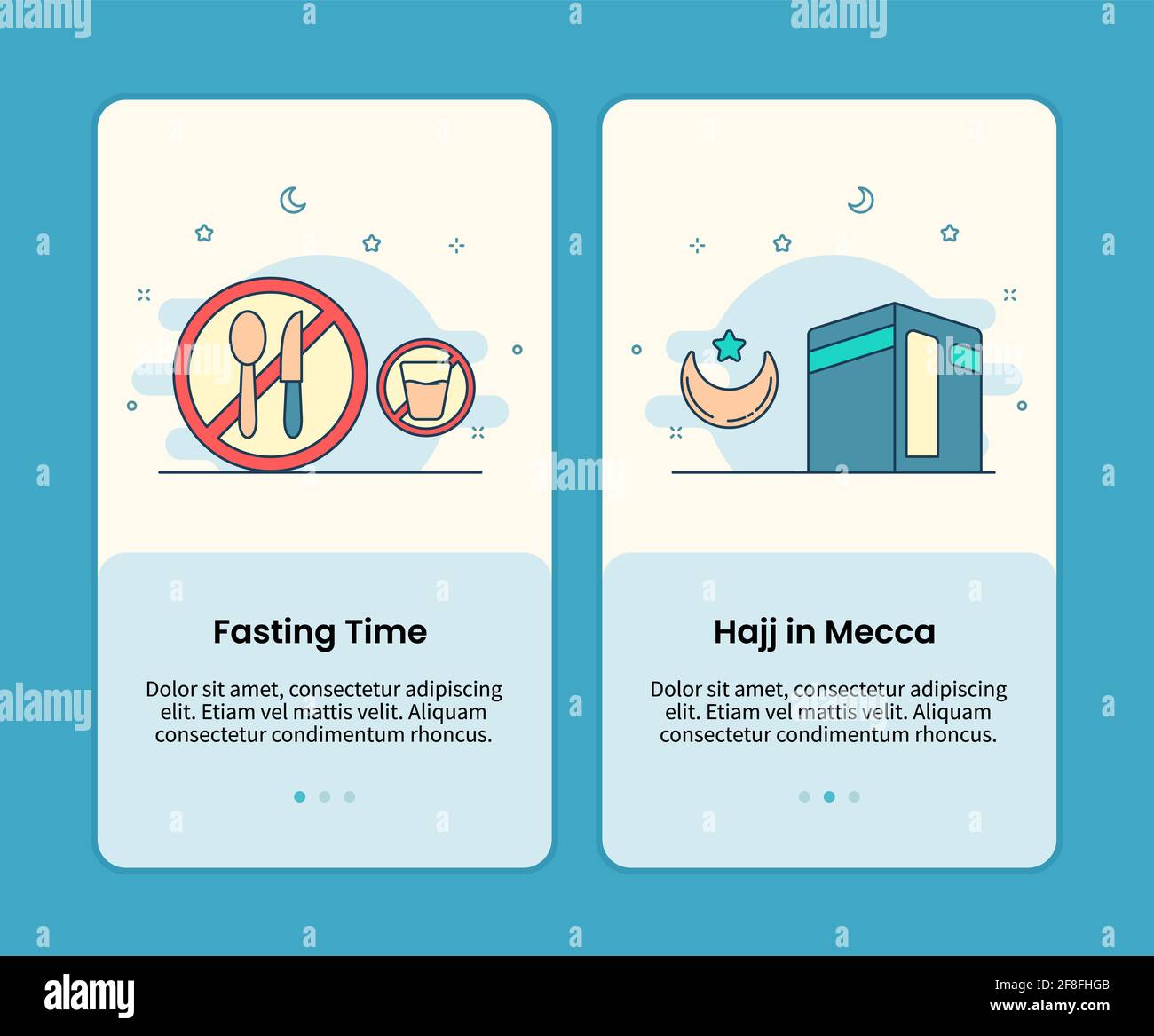 fasting time and hajj in mecca design onboarding design mobile page ...