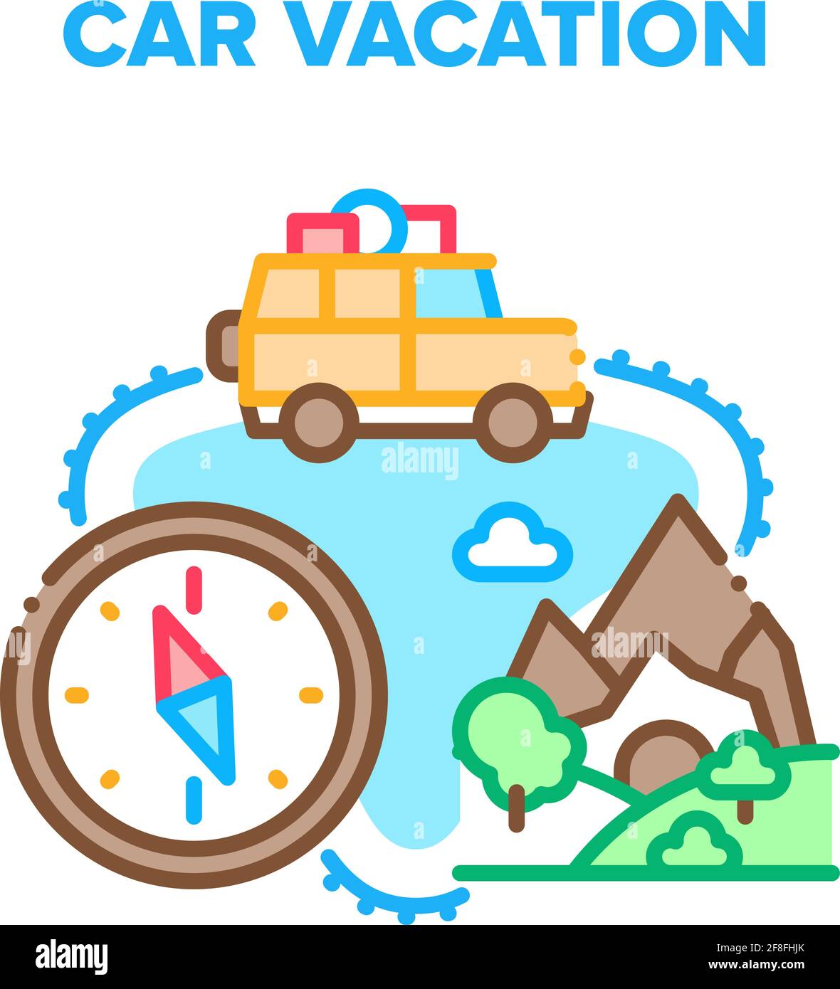Car Vacation Vector Concept Color Illustration Stock Vector Image & Art ...