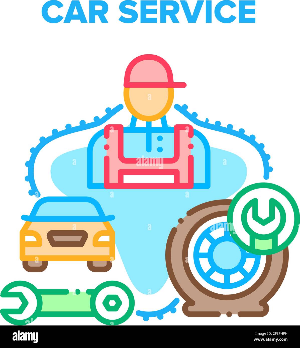 Car Service Vector Concept Color Illustration Stock Vector Image & Art ...