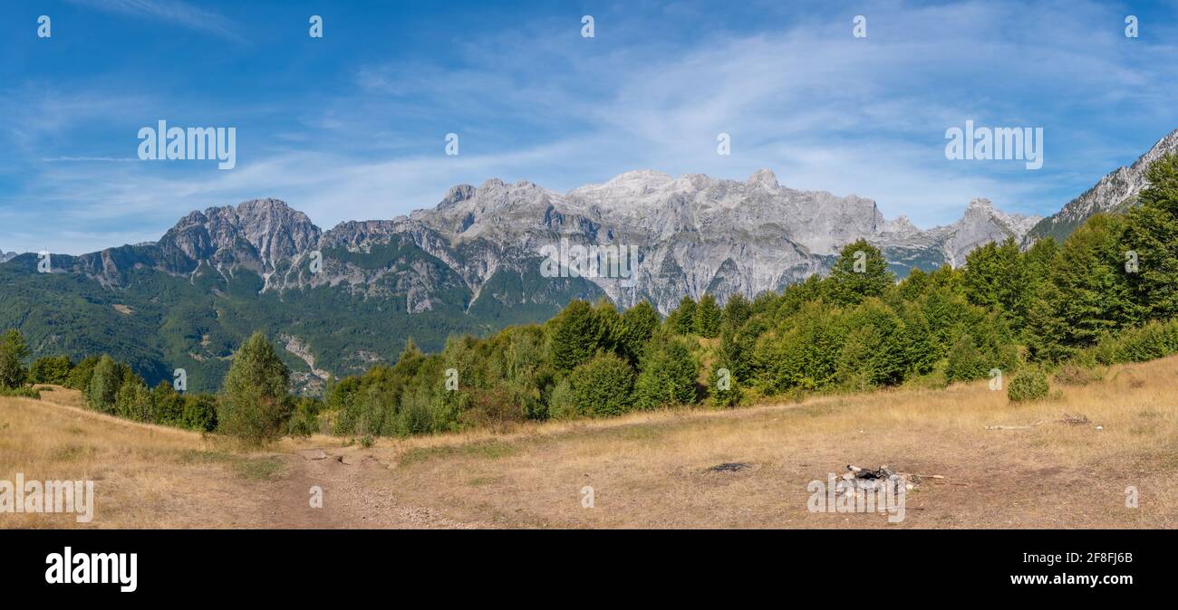 Beautiful landscape of Accursed Mountains viewed from Valbona-Theth ...