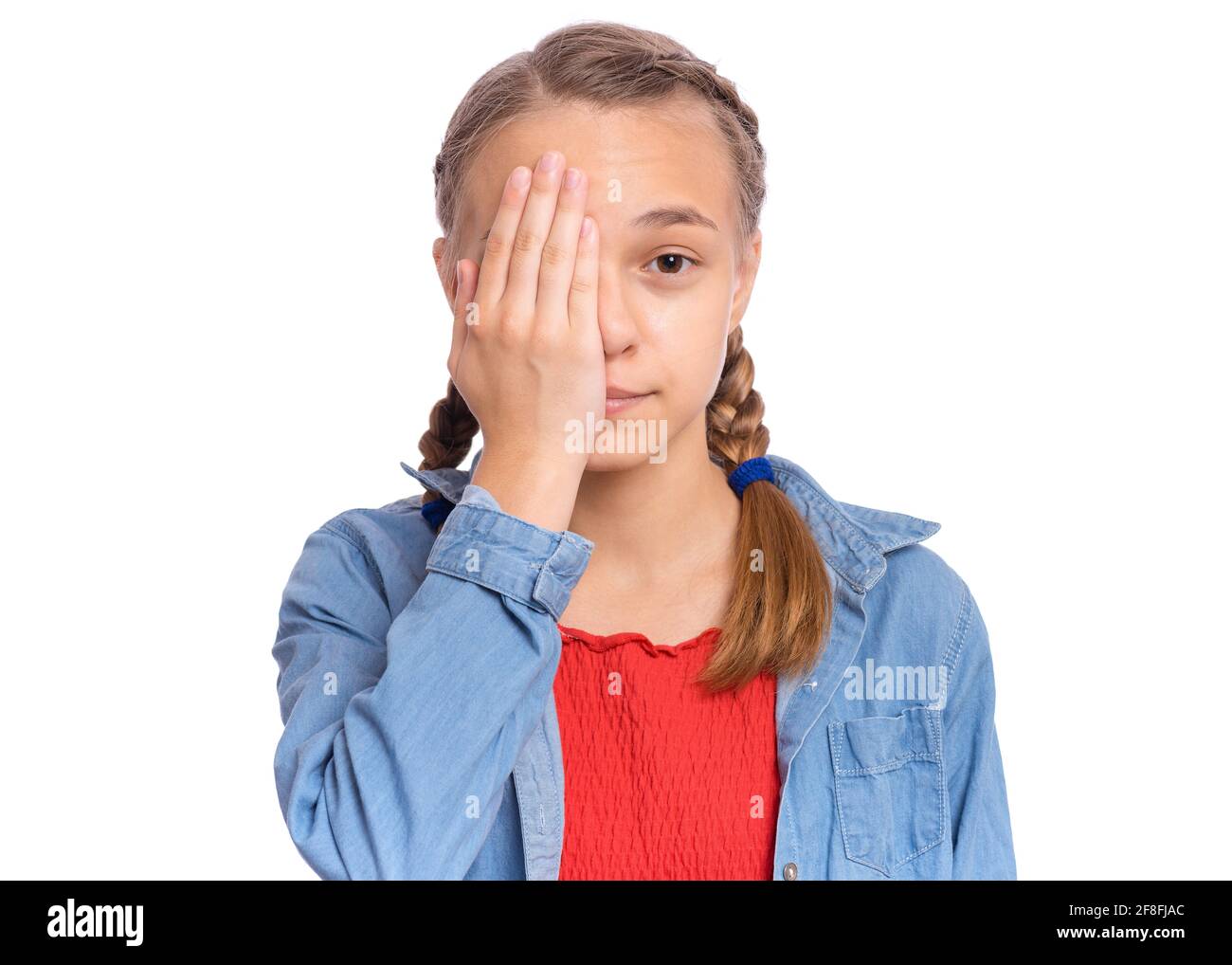 Hand covering eye hi-res stock photography and images - Alamy