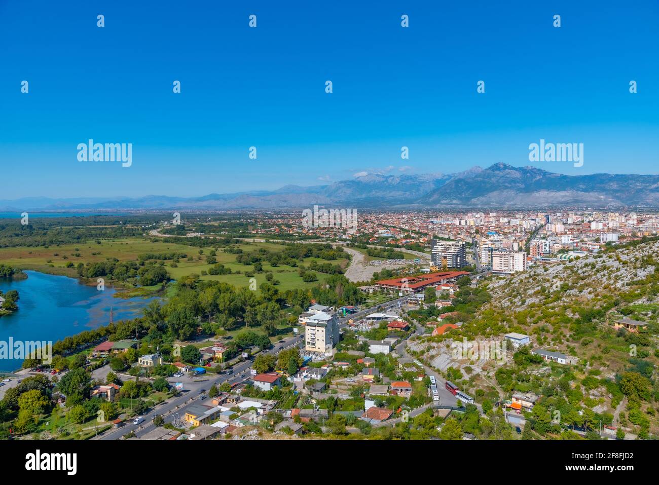Aerial view of Shkoder from Rozafa castle in Albania Stock Photo - Alamy